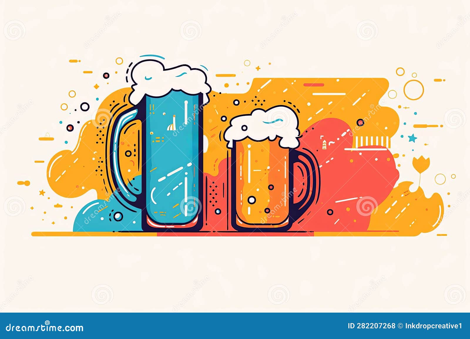 Beer Glass Full of Refreshing Beer. Bright Abstract Illustration Stock ...