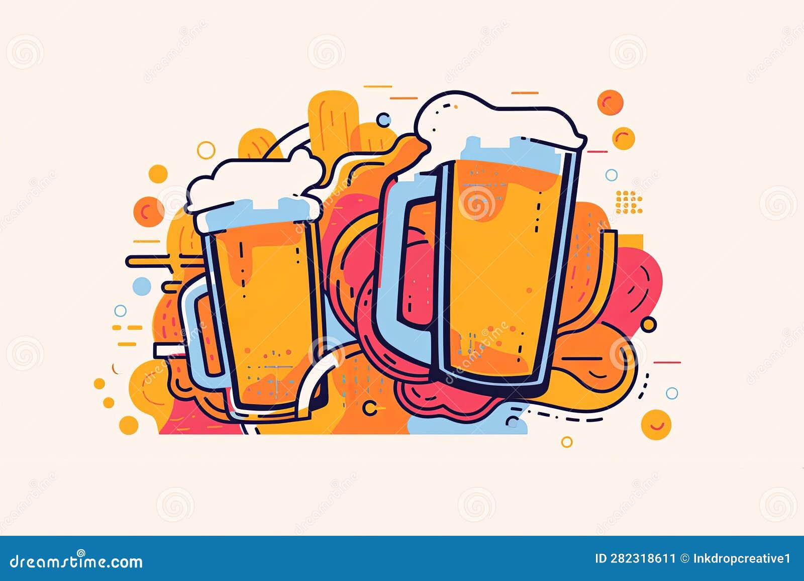 Beer Glass Full of Refreshing Beer. Bright Abstract Illustration Stock ...
