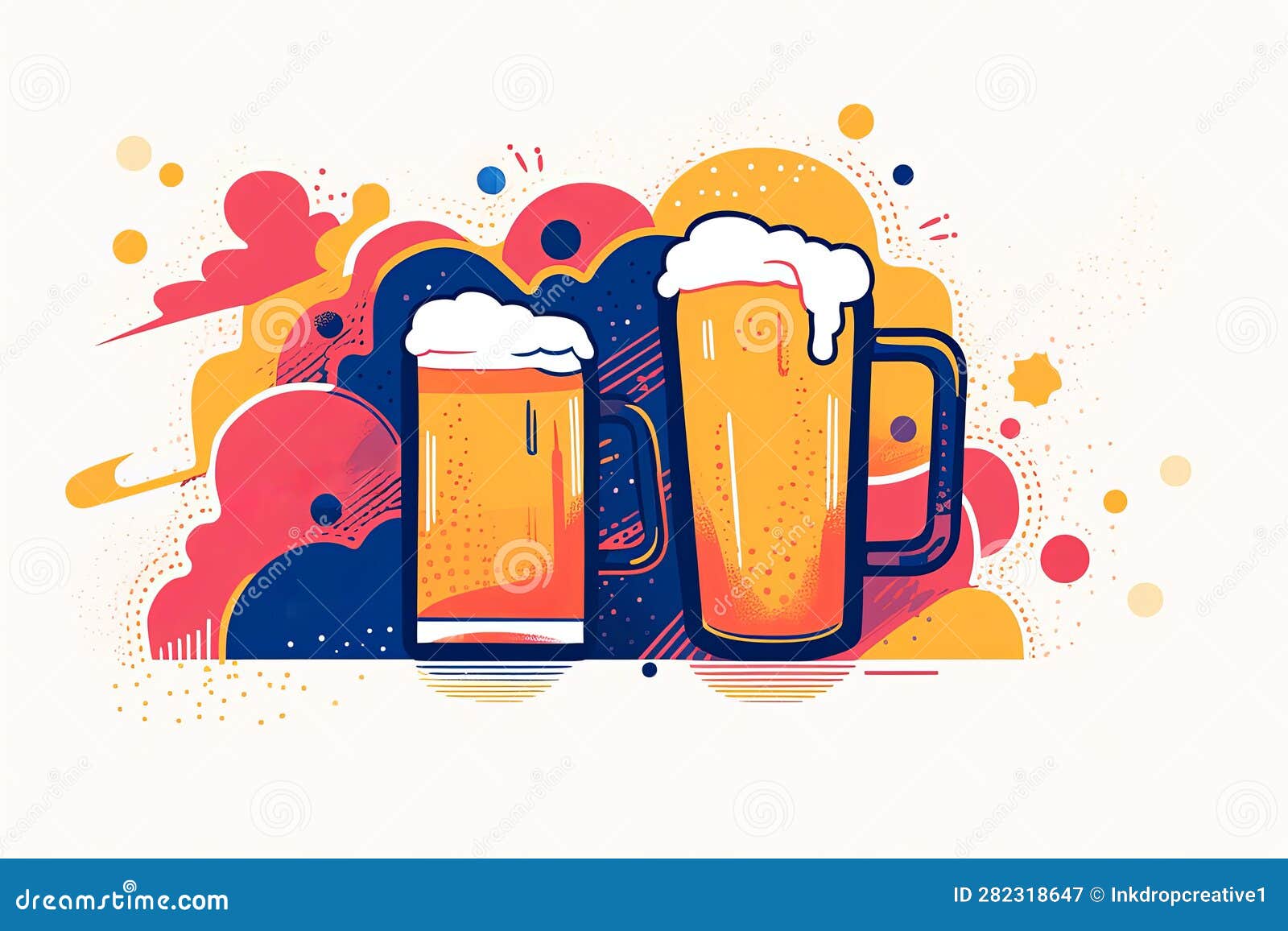 Beer Glass Full of Refreshing Beer. Bright Abstract Illustration Stock ...