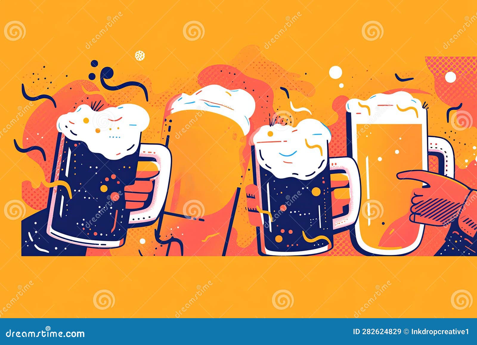 Beer Glass Full of Refreshing Beer. Bright Abstract Illustration Stock ...