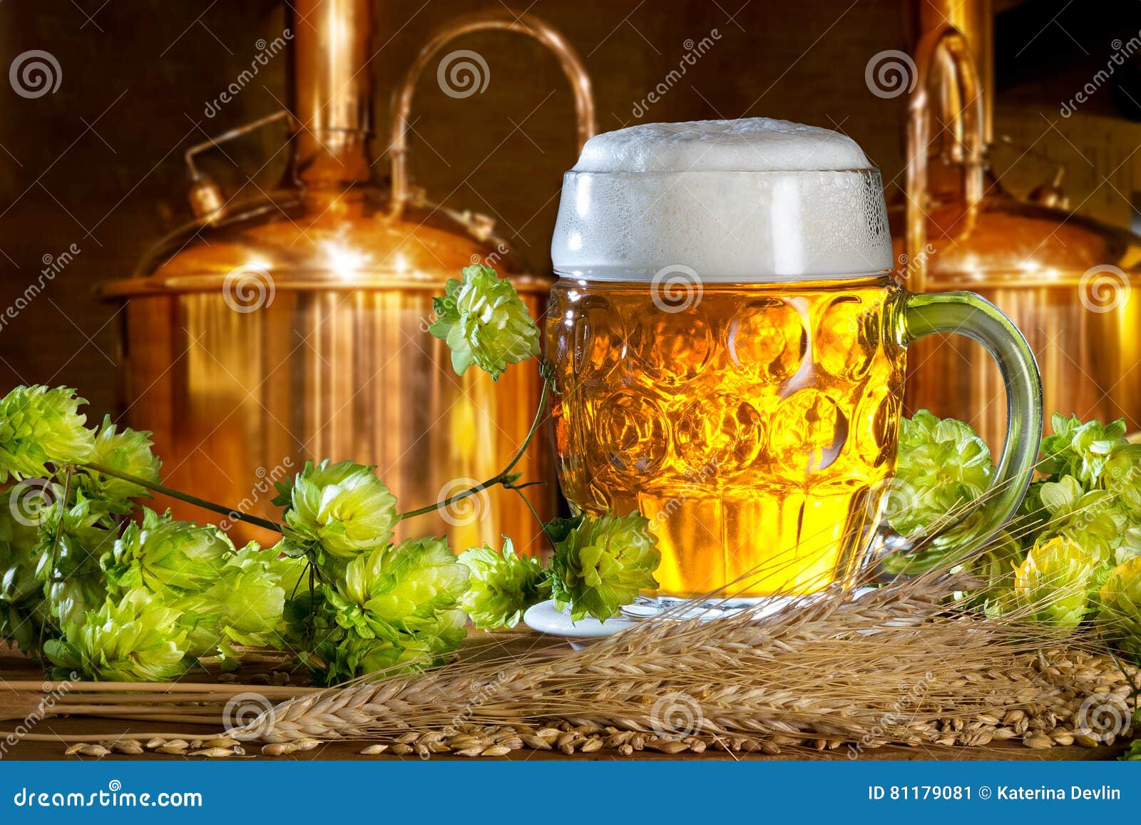 Beer Glass with Hops and Barley Stock Image - Image of beer, beverage ...