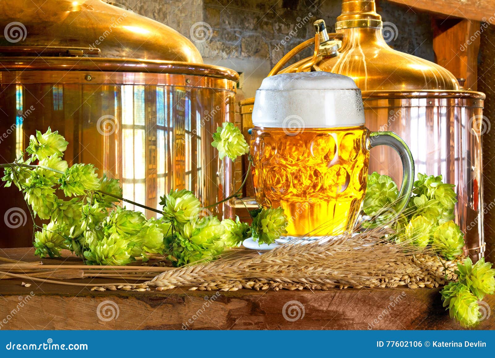 Beer Glass and Raw Material for Beer Production Stock Photo - Image of ...