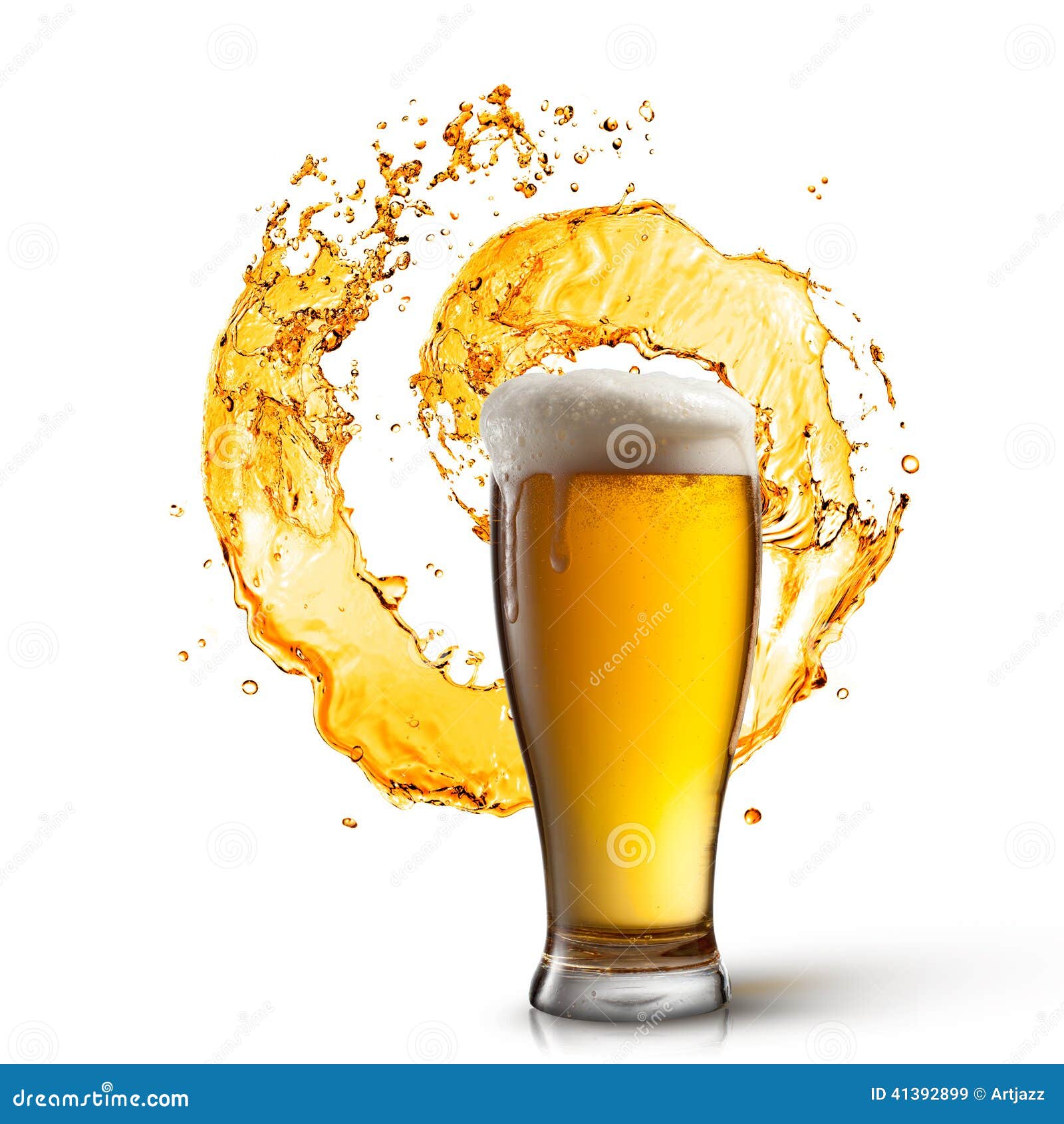 Beer In Glass With Splash Isolated On White Stock Image - Image of ...