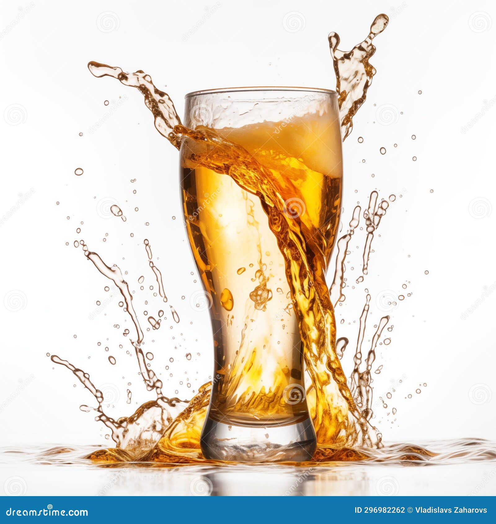Beer Glass with Beer Splash on White Background Isolate Stock Photo ...