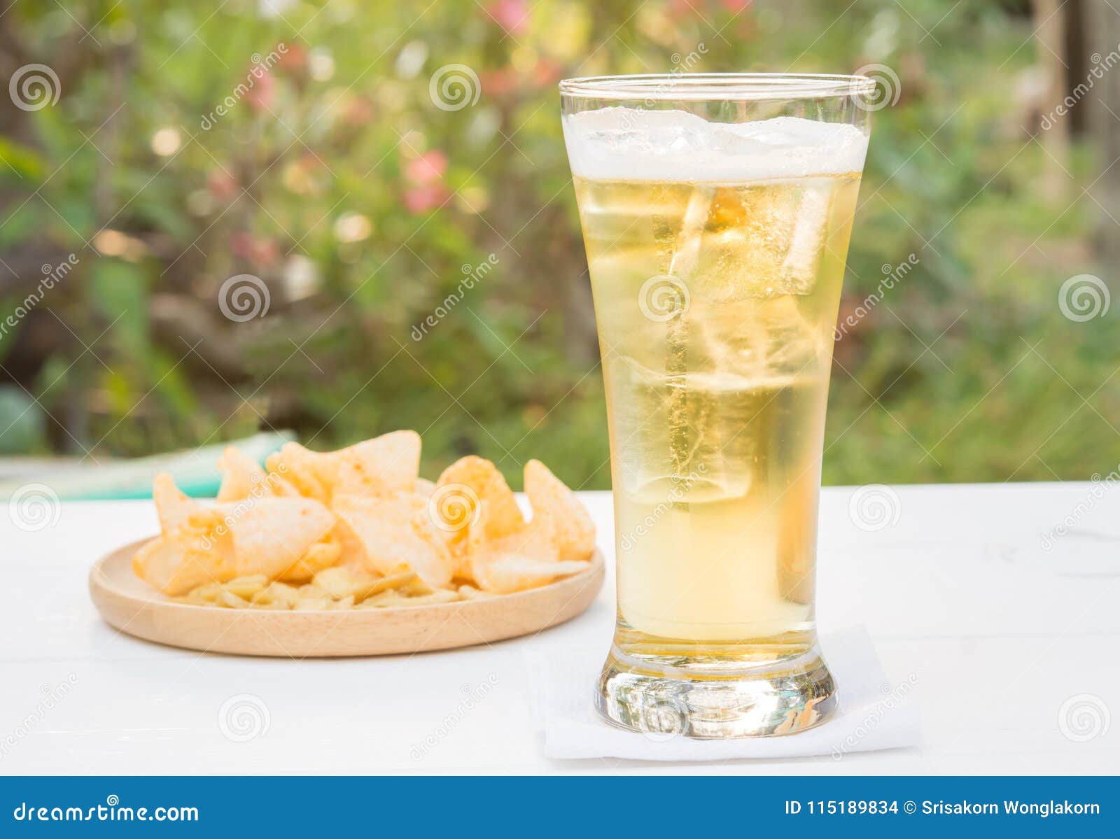 Beer Glass on the Table in White Wood. Natural Stock Photo - Image of ...