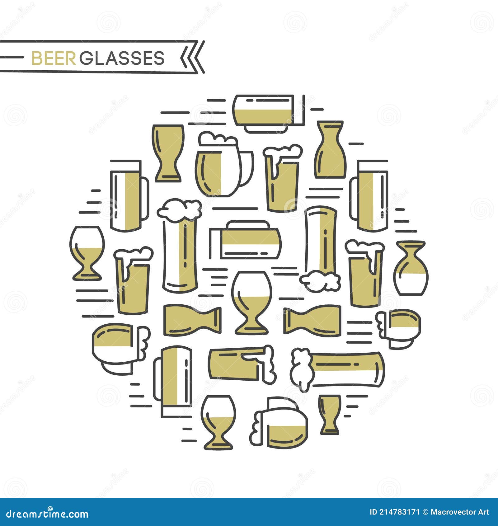 Beer Glasses Collection stock vector. Illustration of beverage - 214783171