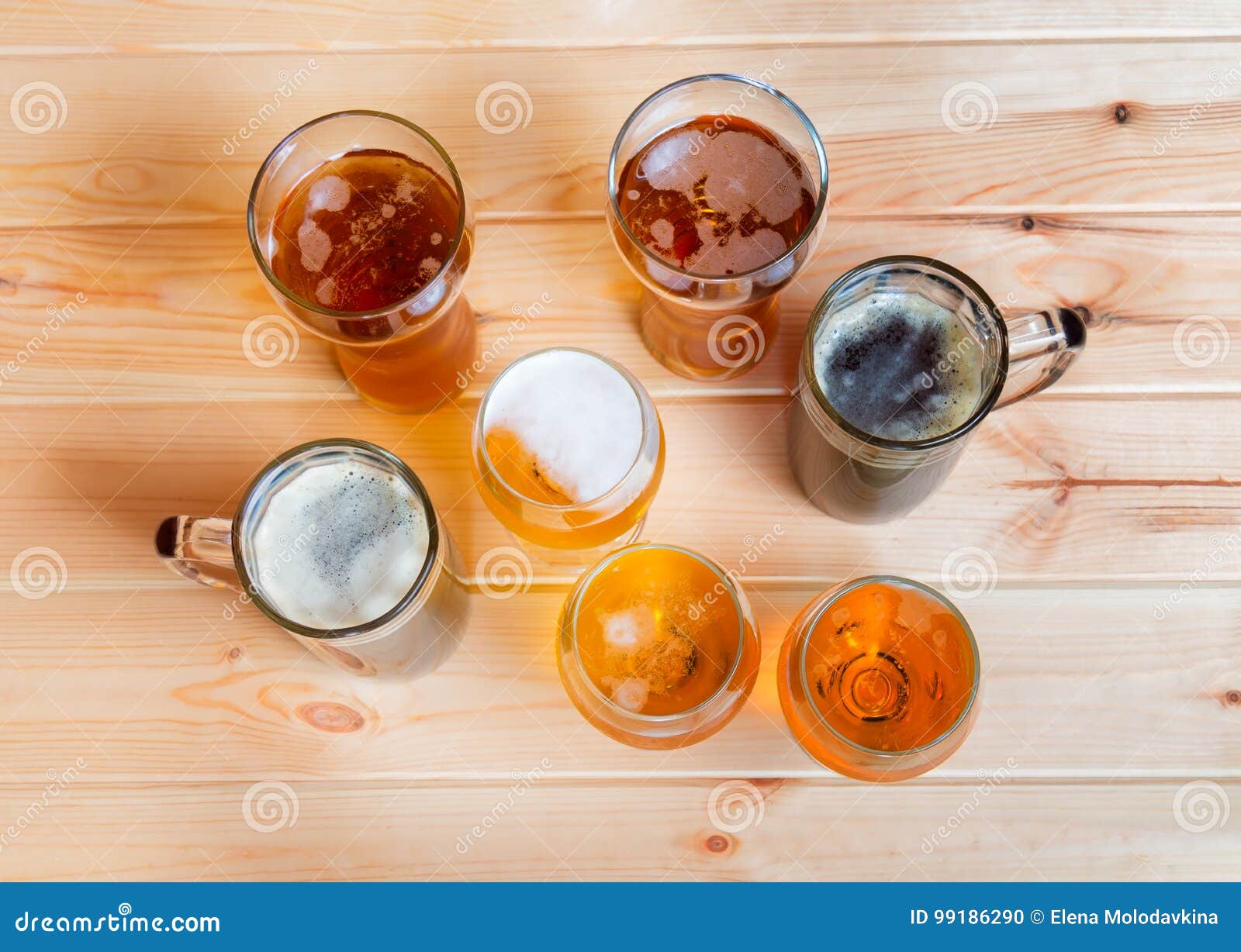 Beer Glasses and Beer Mugs. Top View. Stock Photo - Image of table ...