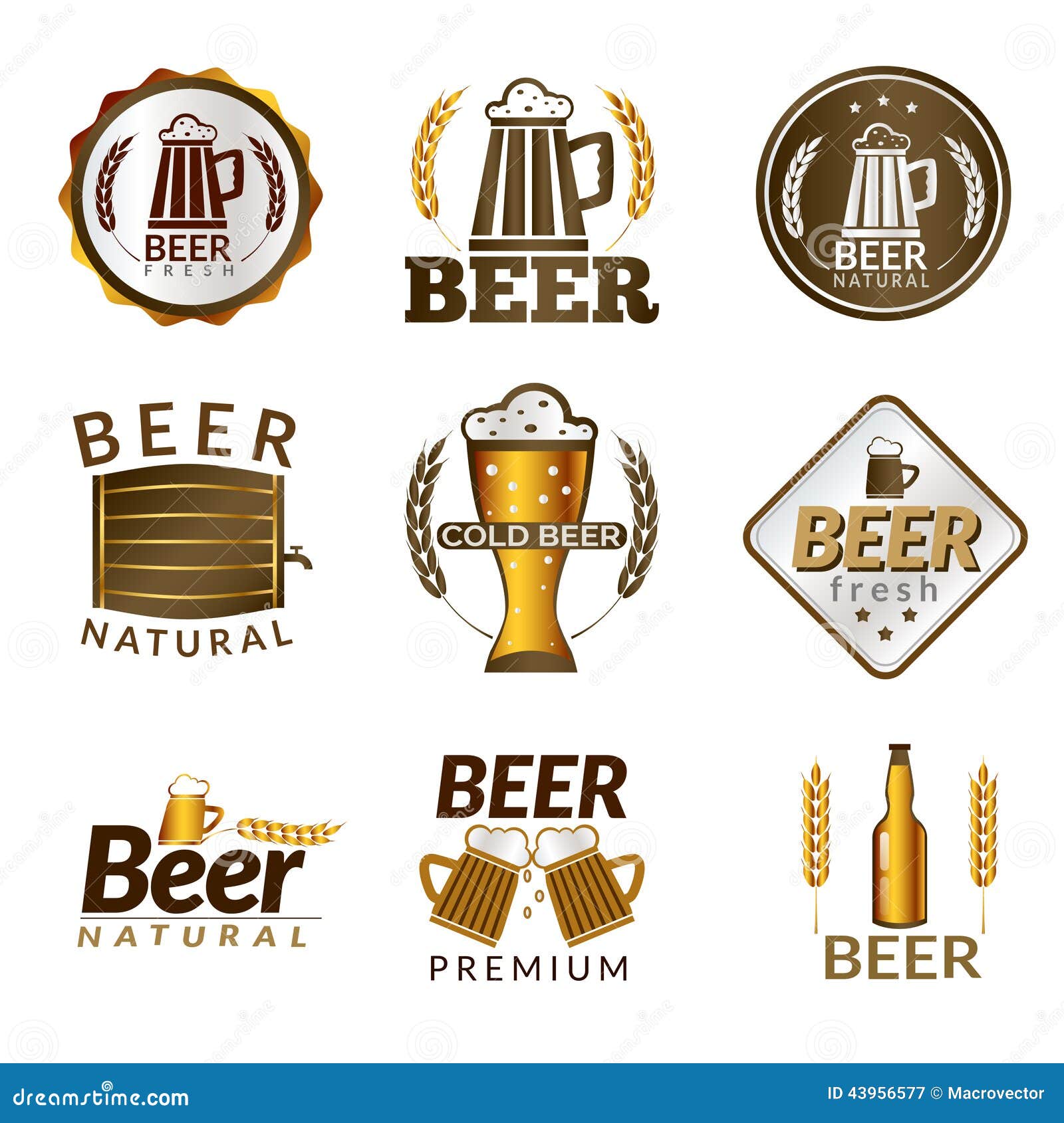 Beer golden emblems stock vector. Illustration of full - 43956577