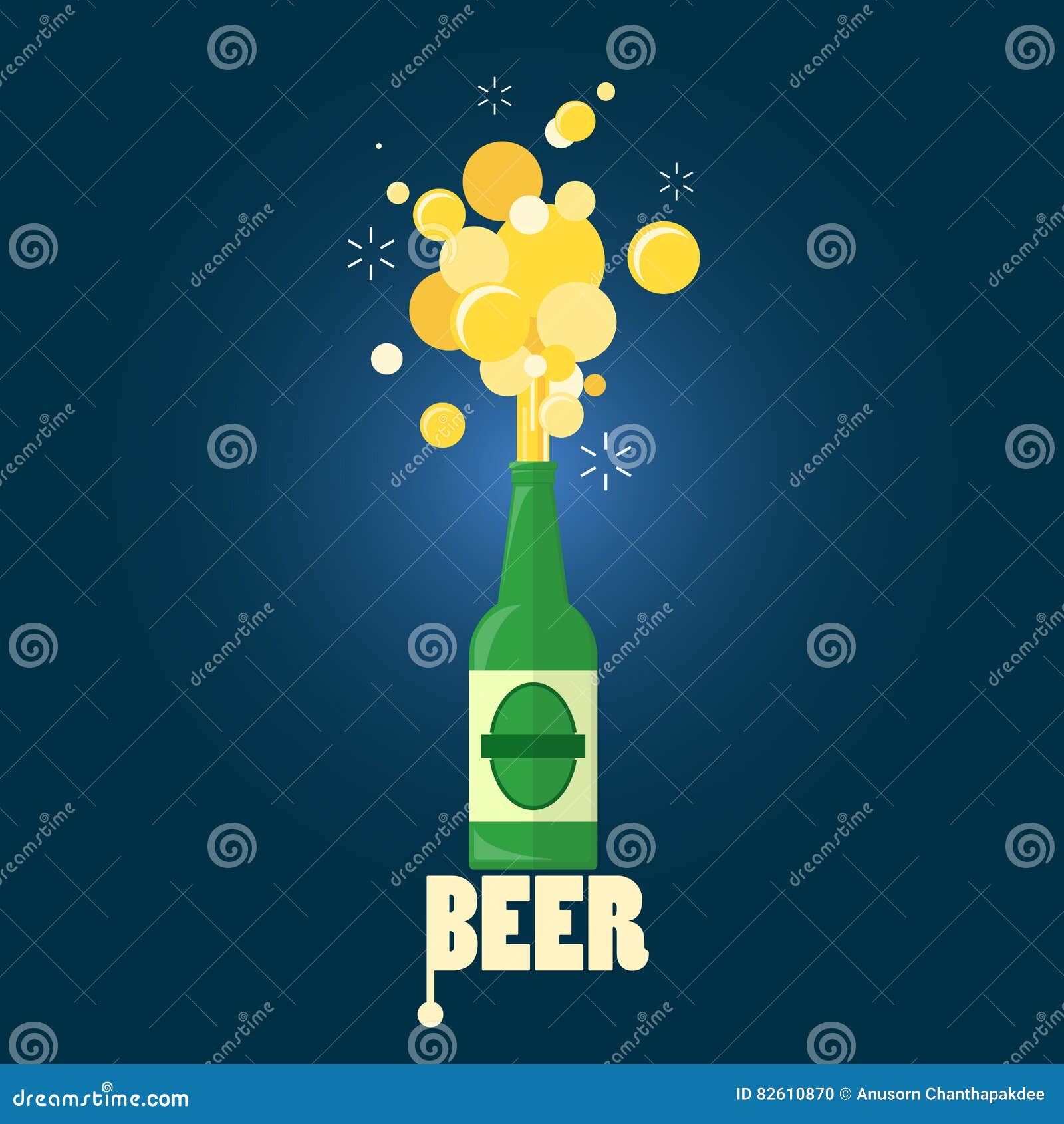 Beer Gushing From Bottle Cartoon Vector | CartoonDealer.com #82610859