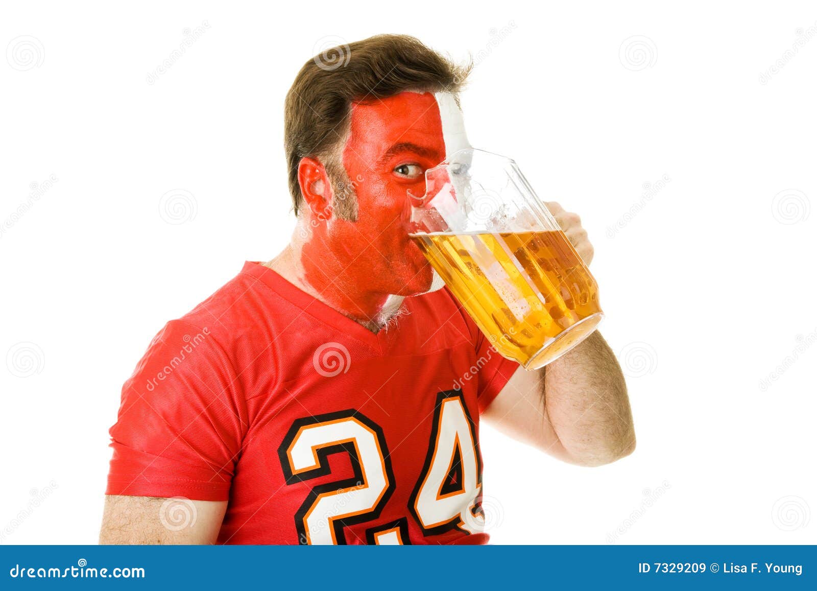 Beer Guzzling Sports Fan stock image. Image of aging, aged - 7329209