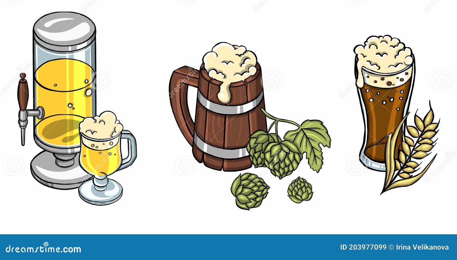 Beer. Hand Drawing Set of Sketches Illustration Stock Illustration ...