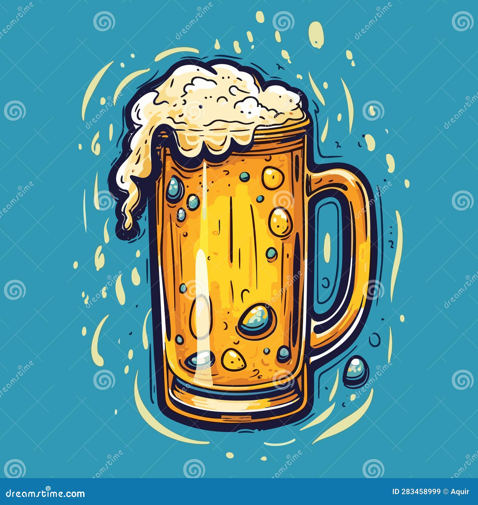 Beer Hand-drawn Comic Illustration. Beer. Vector Doodle Style Cartoon ...
