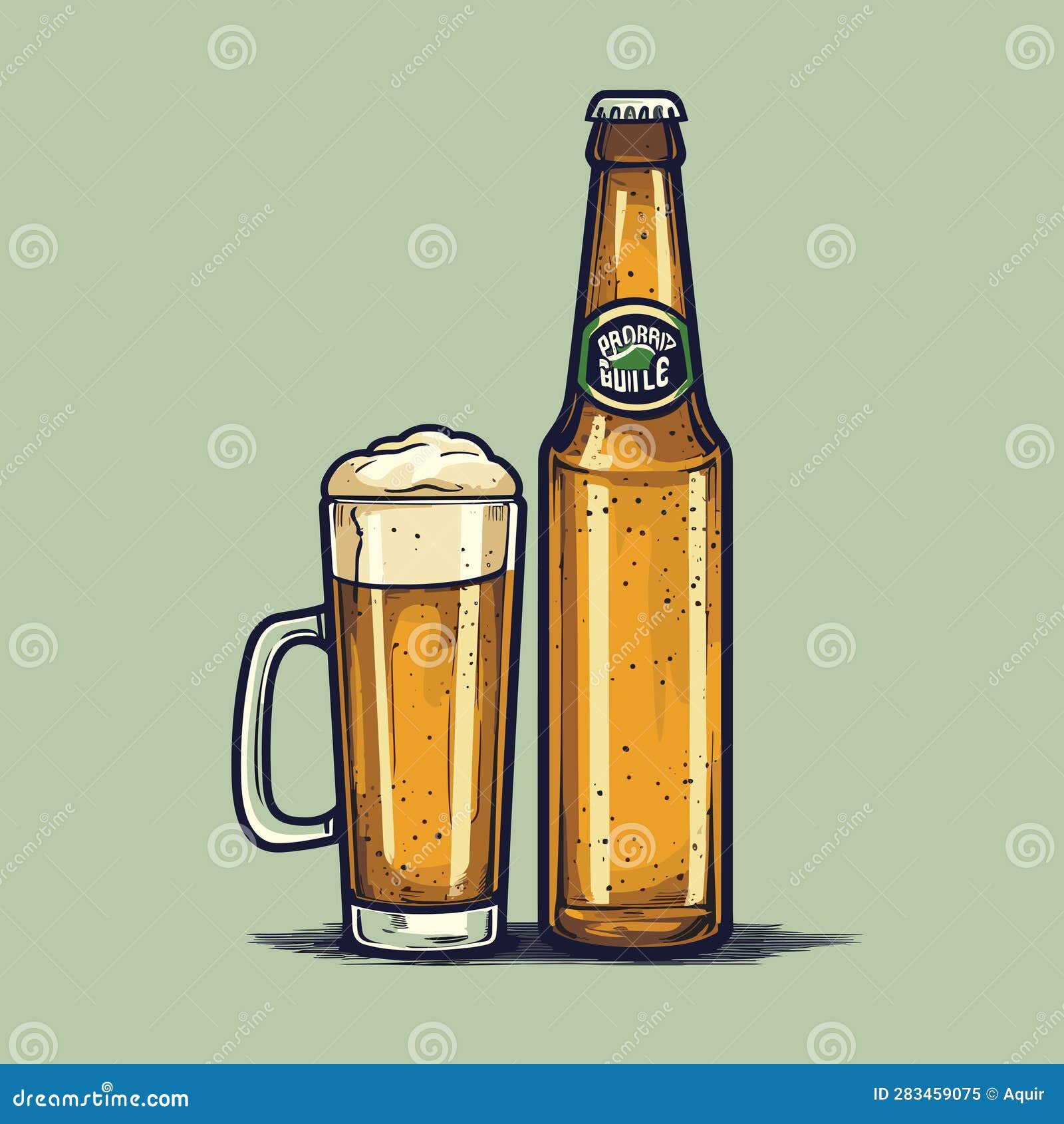 Beer Hand-drawn Comic Illustration. Beer. Vector Doodle Style Cartoon ...