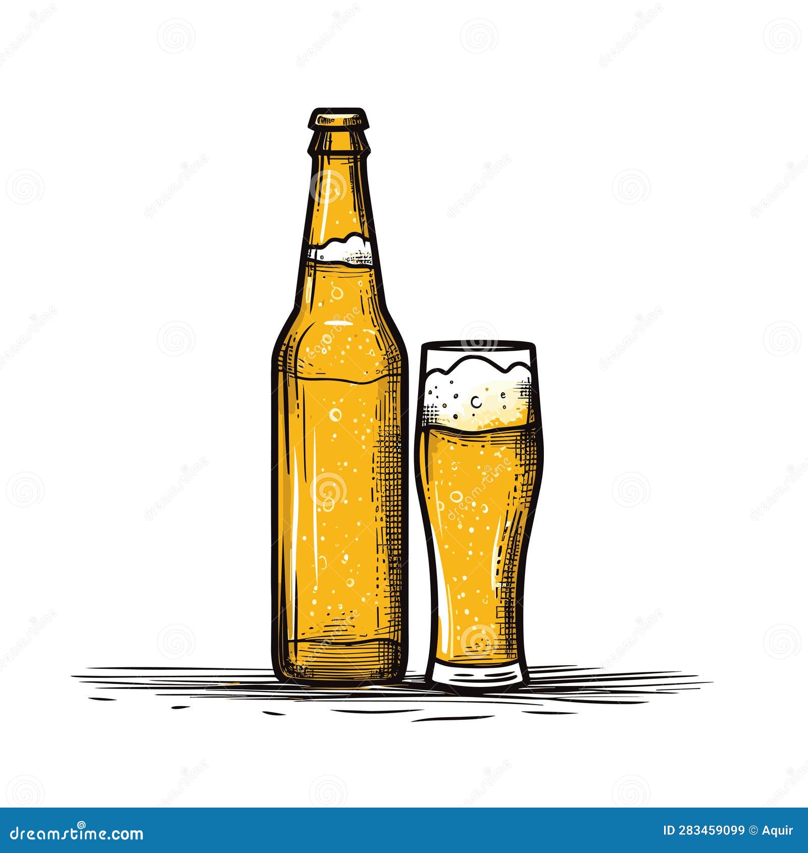 Beer Hand-drawn Comic Illustration. Beer. Vector Doodle Style Cartoon ...