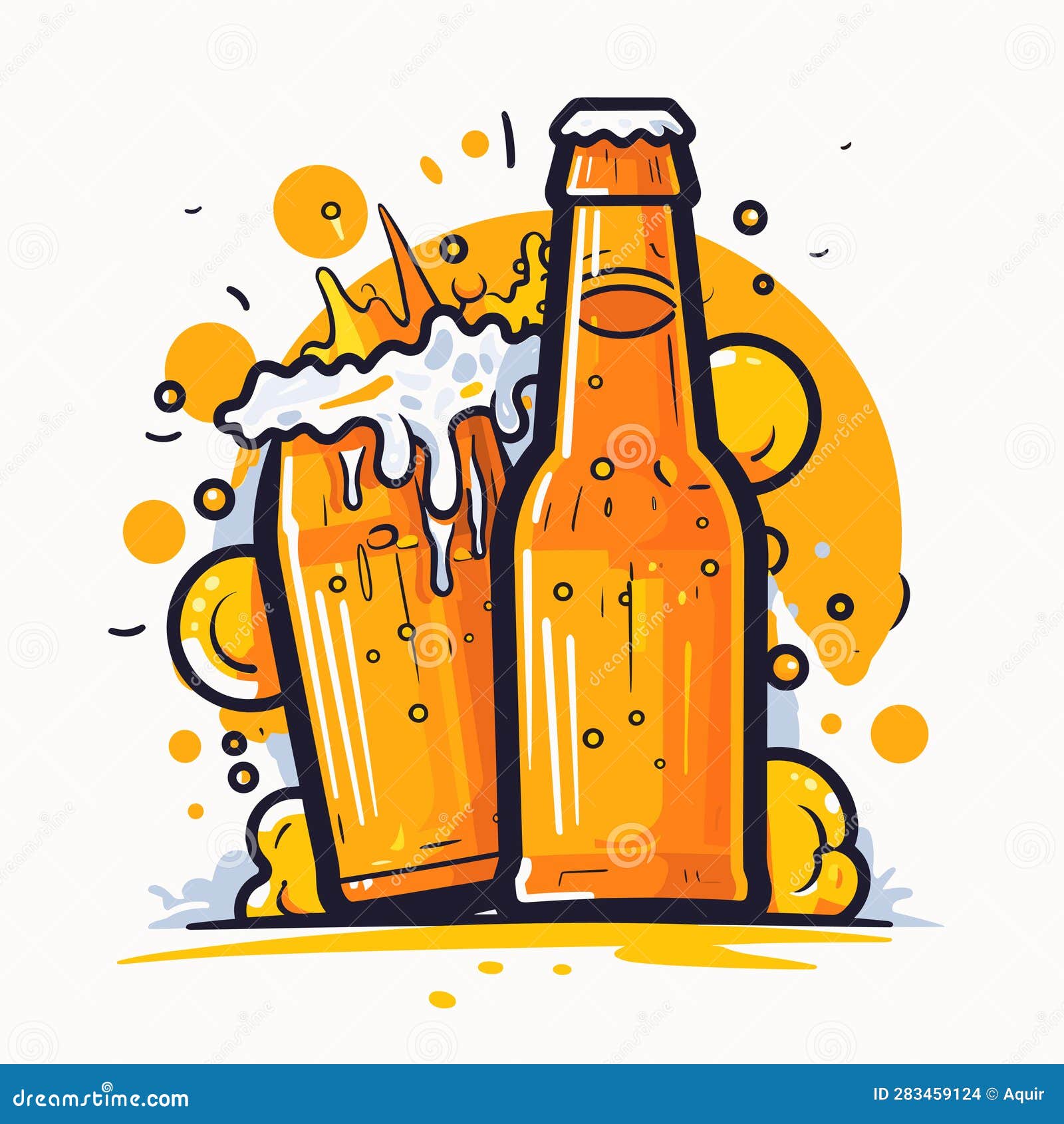 Beer Hand-drawn Comic Illustration. Beer. Vector Doodle Style Cartoon ...