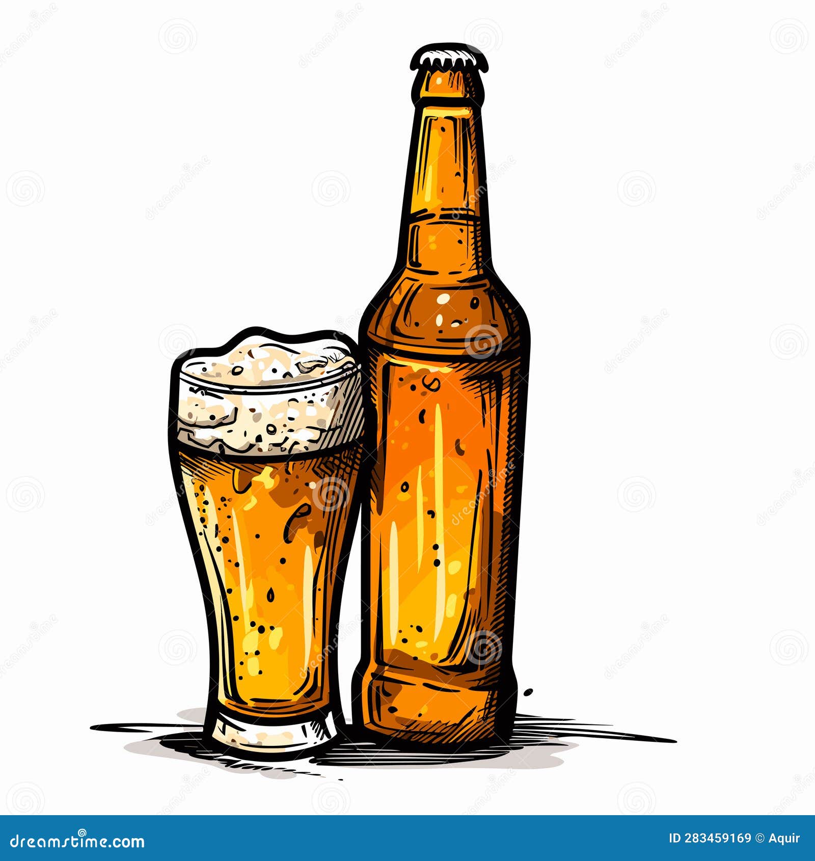 Beer Hand-drawn Comic Illustration. Beer. Vector Doodle Style Cartoon ...