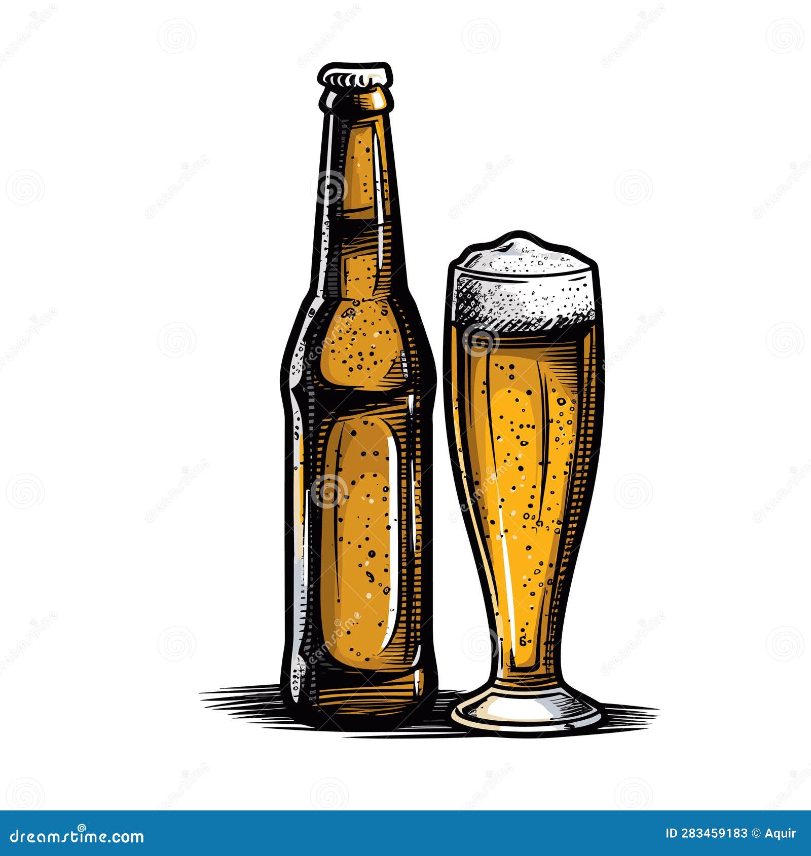 Beer Hand-drawn Comic Illustration. Beer. Vector Doodle Style Cartoon ...