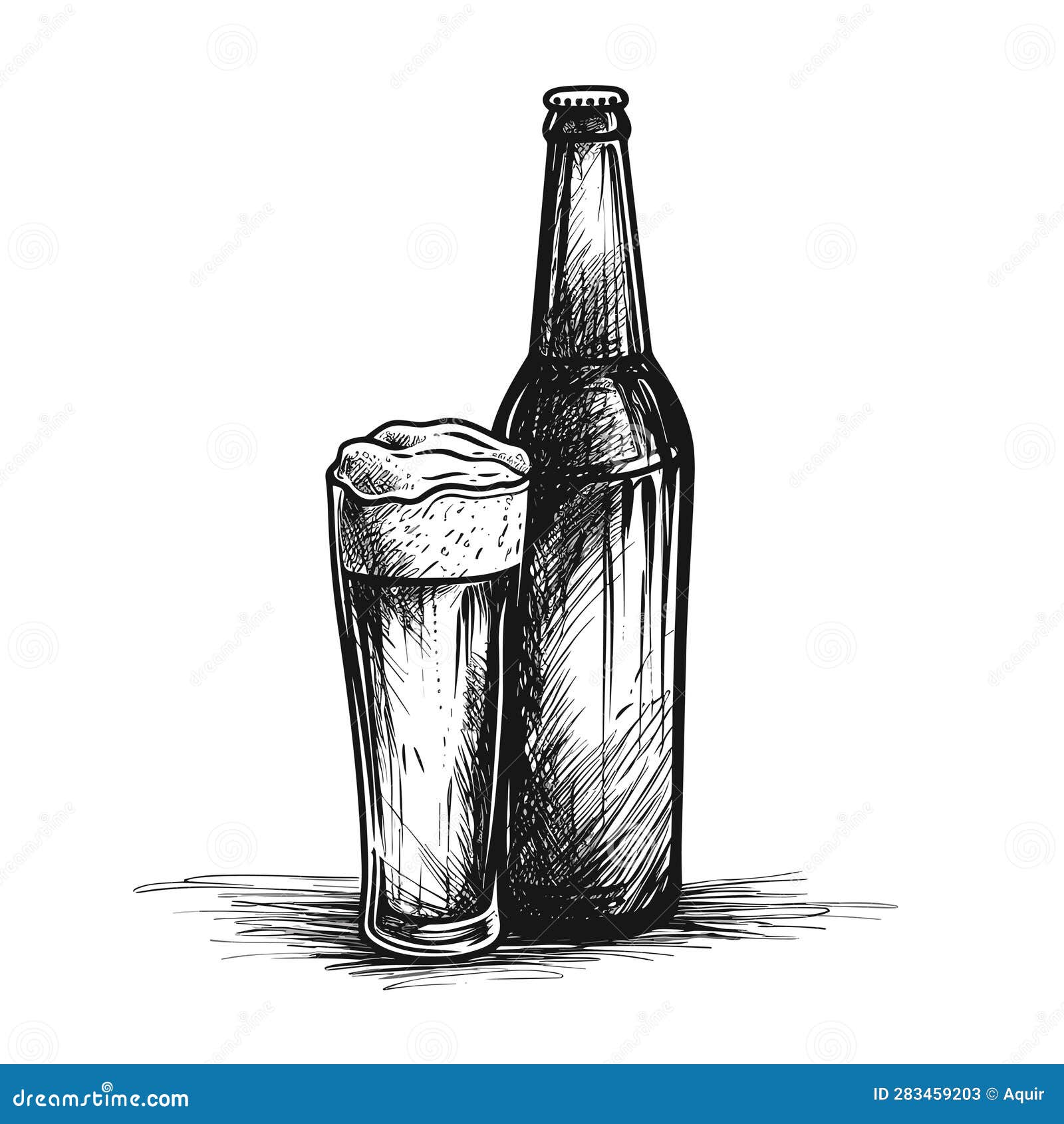 Beer Hand-drawn Comic Illustration. Beer. Vector Doodle Style Cartoon ...