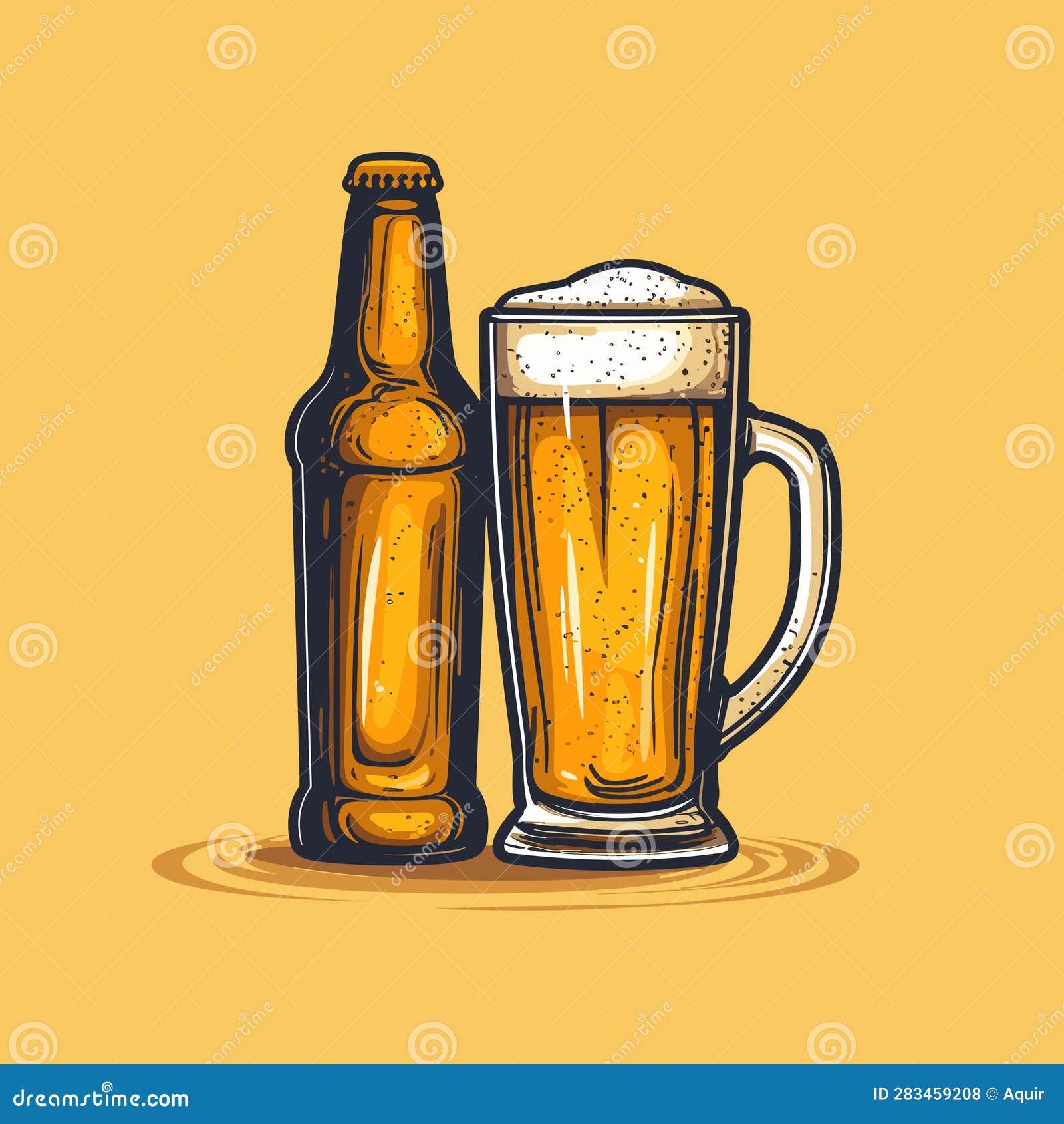 Beer Hand-drawn Comic Illustration. Beer. Vector Doodle Style Cartoon ...
