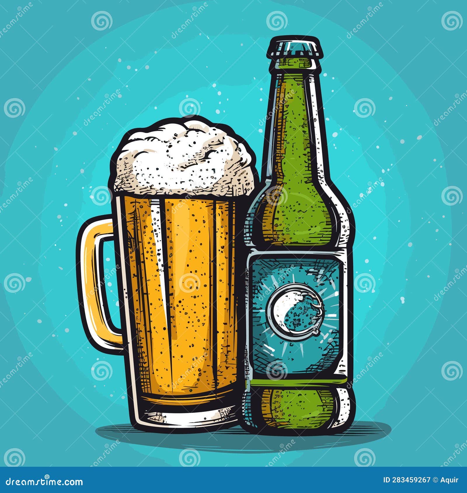 Beer Hand-drawn Comic Illustration. Beer. Vector Doodle Style Cartoon ...