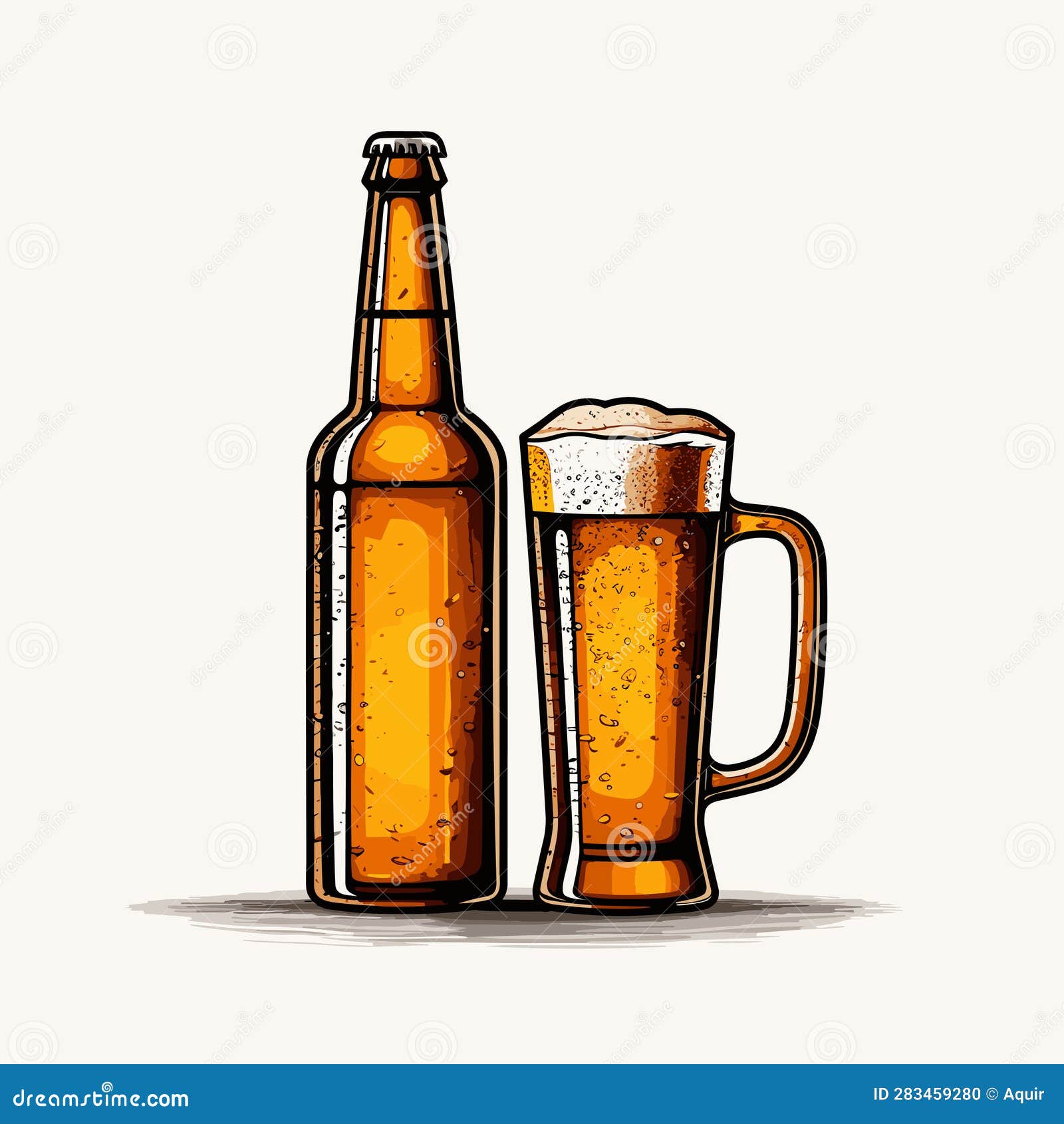 Beer Hand-drawn Comic Illustration. Beer. Vector Doodle Style Cartoon ...
