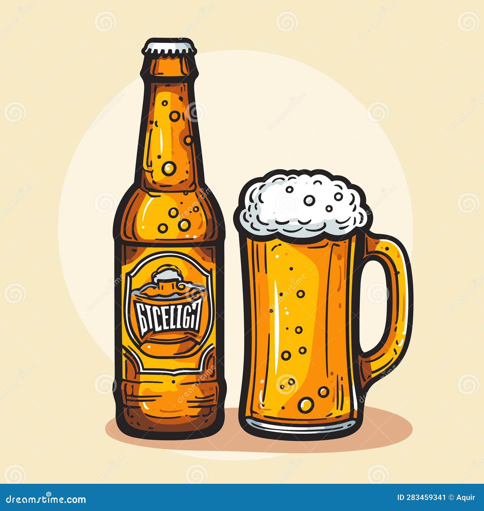 Beer Hand-drawn Comic Illustration. Beer. Vector Doodle Style Cartoon ...