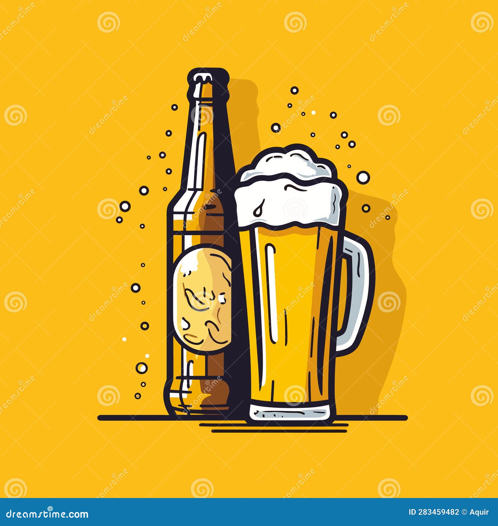 Beer Hand-drawn Comic Illustration. Beer. Vector Doodle Style Cartoon ...