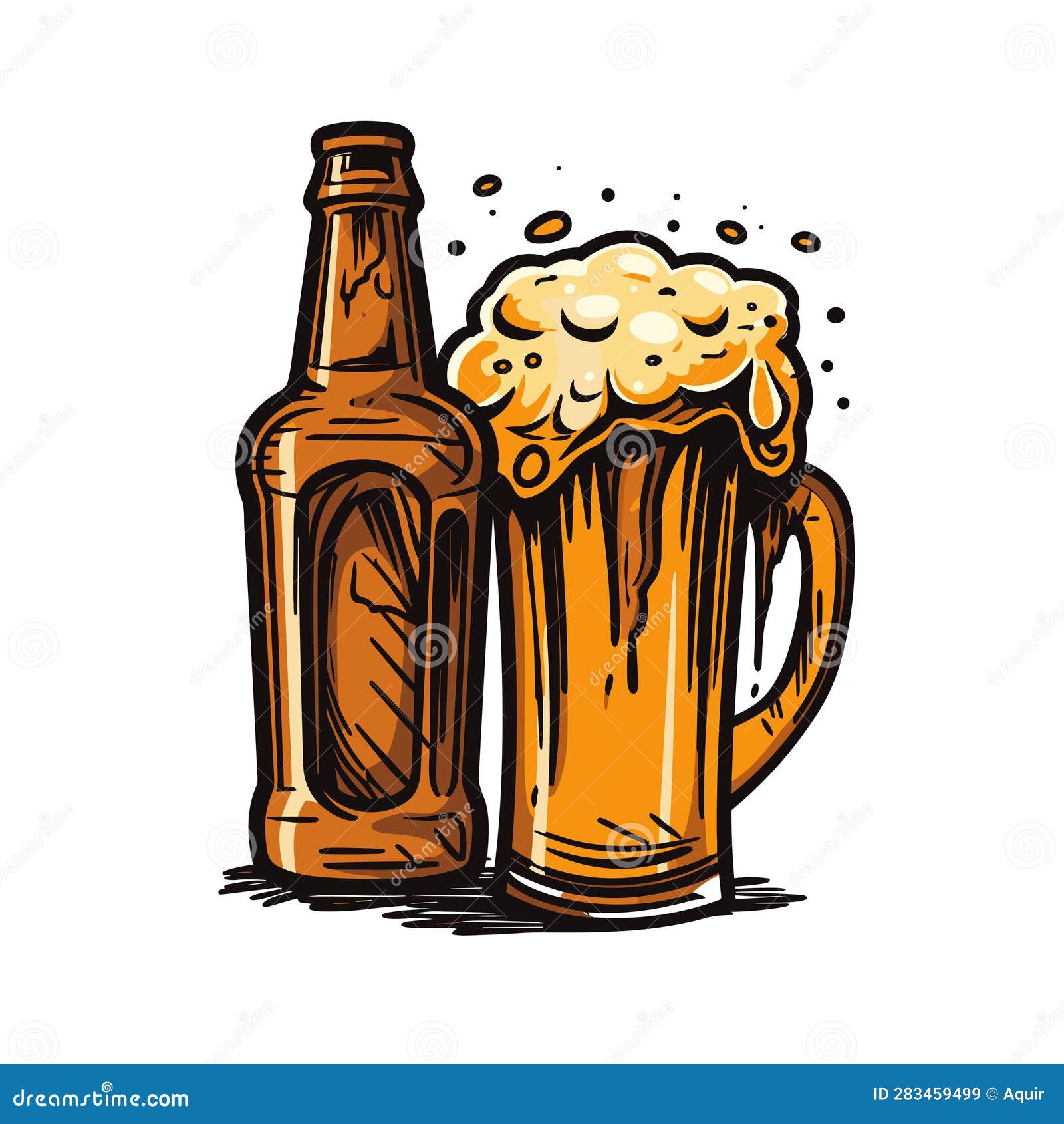 Beer Hand-drawn Comic Illustration. Beer. Vector Doodle Style Cartoon ...