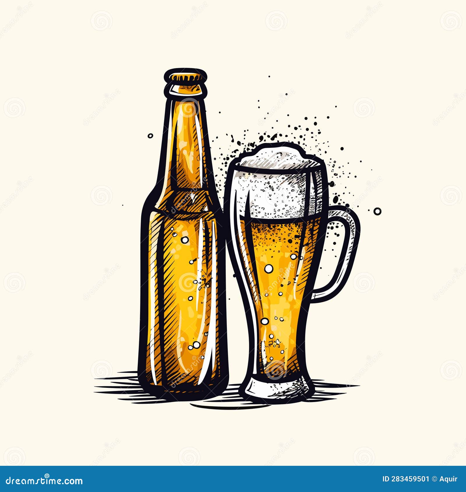 Beer Hand-drawn Comic Illustration. Beer. Vector Doodle Style Cartoon ...