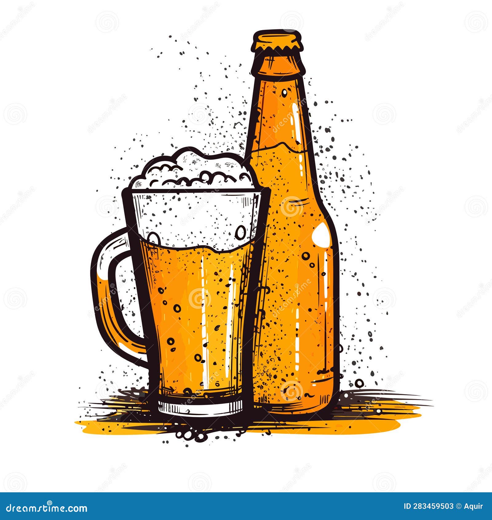 Beer Hand-drawn Comic Illustration. Beer. Vector Doodle Style Cartoon ...
