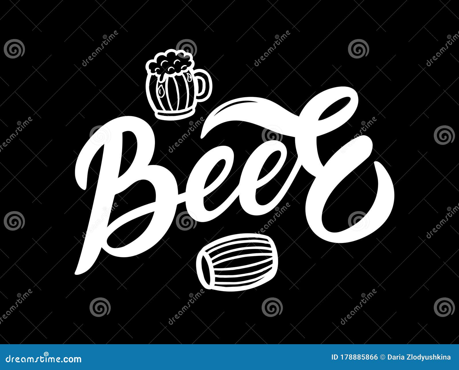 Beer. Hand drawn lettering stock illustration. Illustration of ...