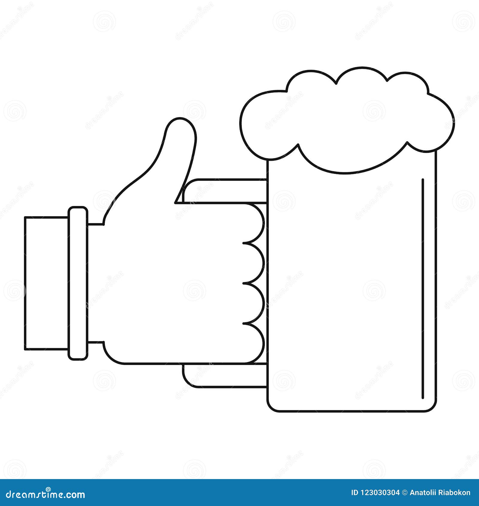 Beer in Hand Icon, Outline Style. Stock Illustration - Illustration of ...