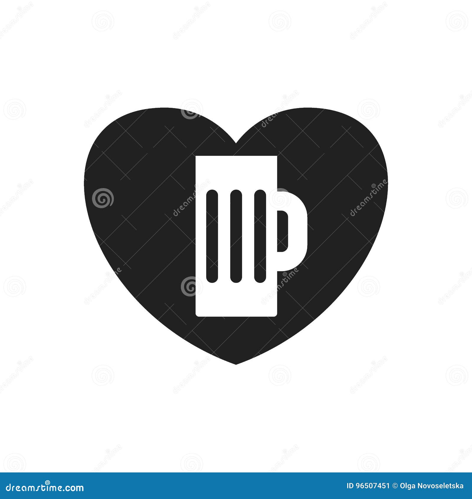 Beer heart logo black stock vector. Illustration of beverage - 96507451