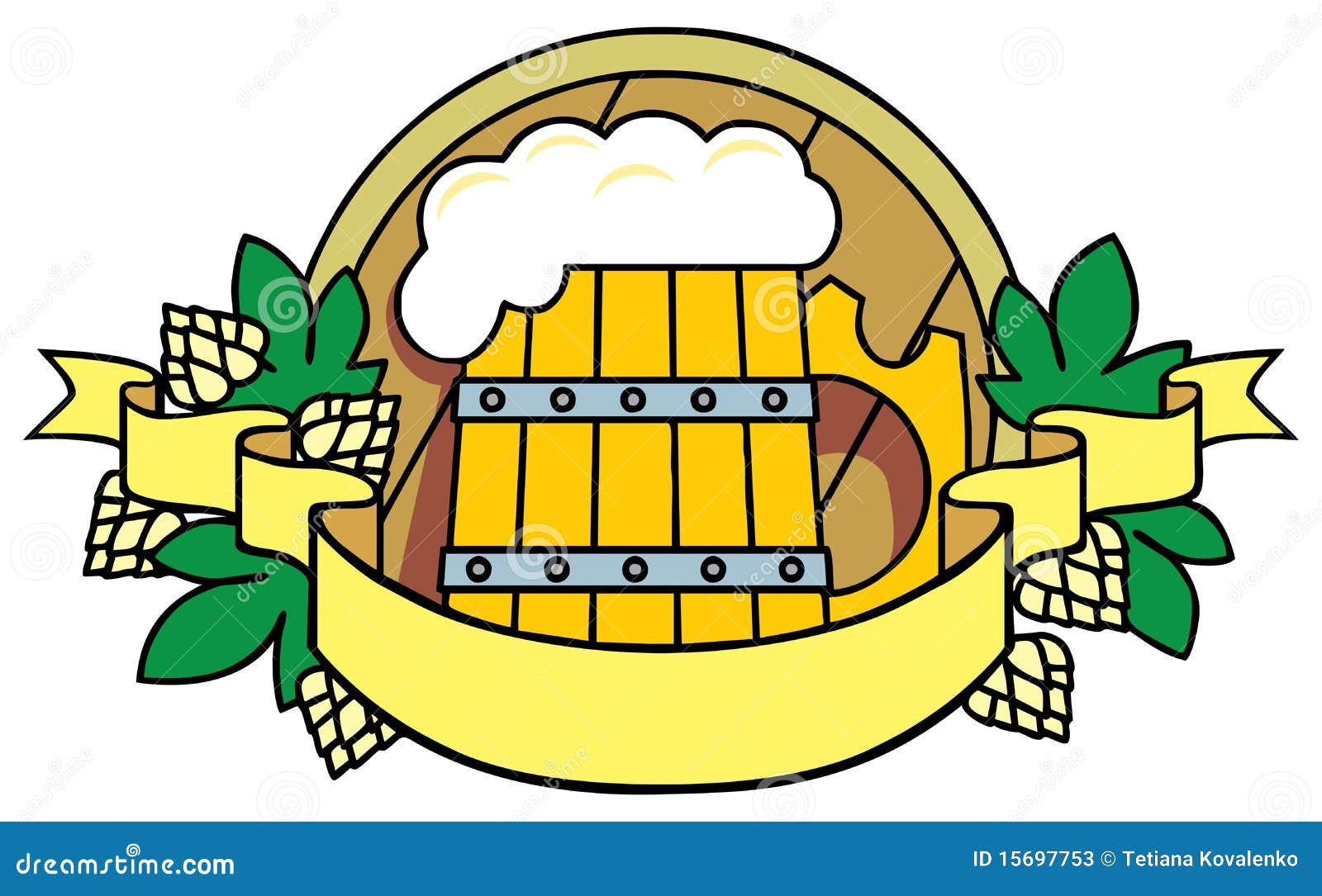 Beer With Hops, A Barrel And Ribbon. Picture Image: 15697753