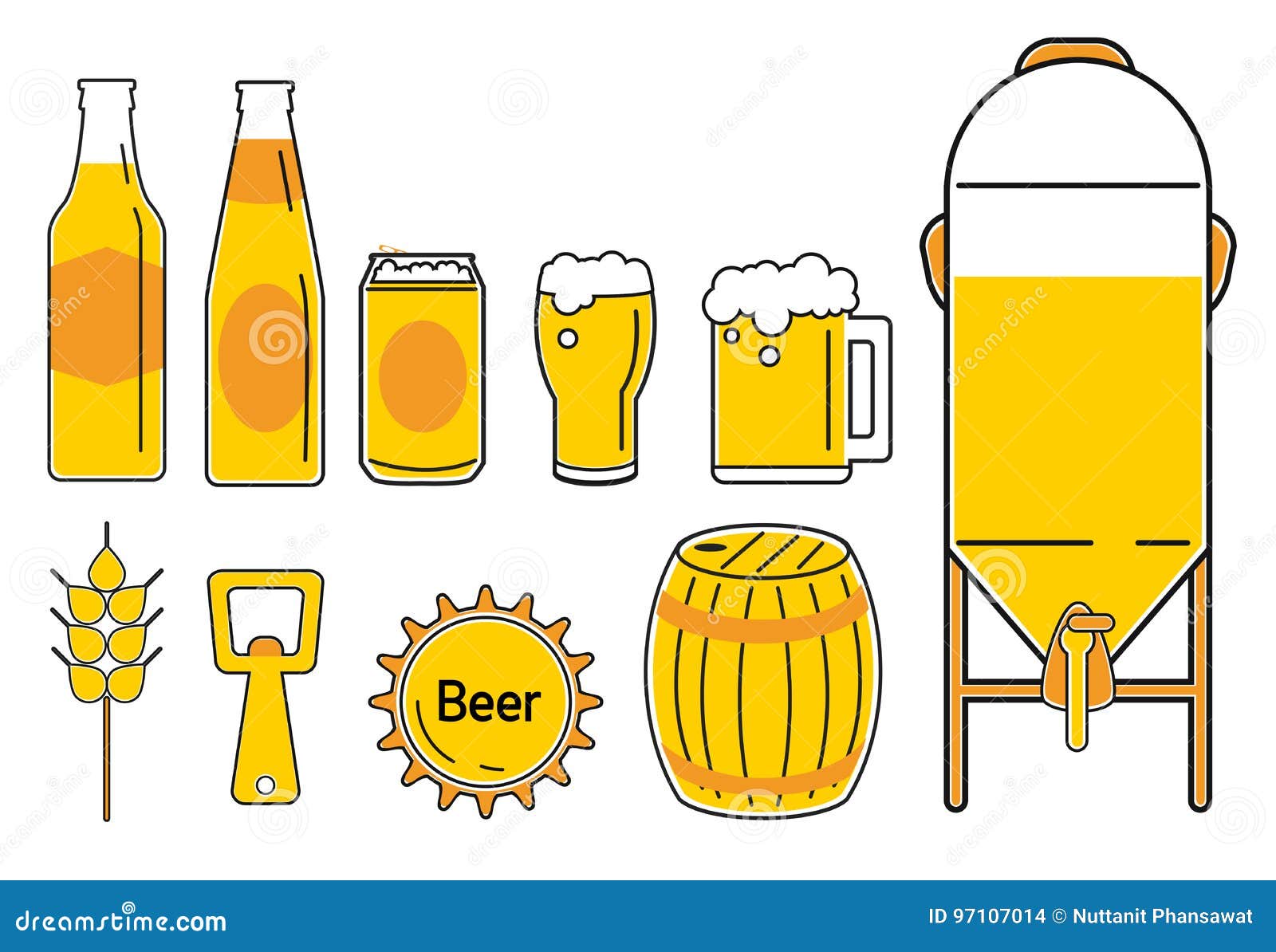 Beer Icon Line Cartoon Vector Stock Vector - Illustration of vector ...