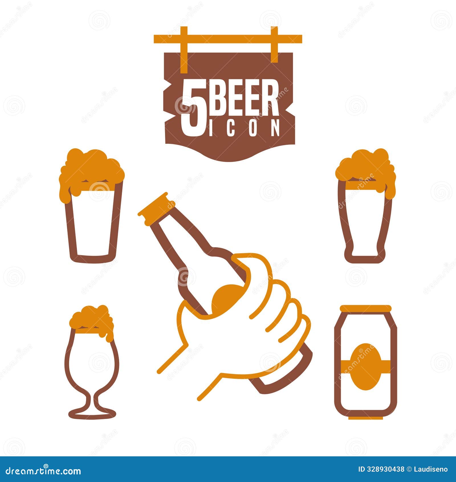 Beer Icon Set Alcoholic Beverage Vector Stock Illustration ...