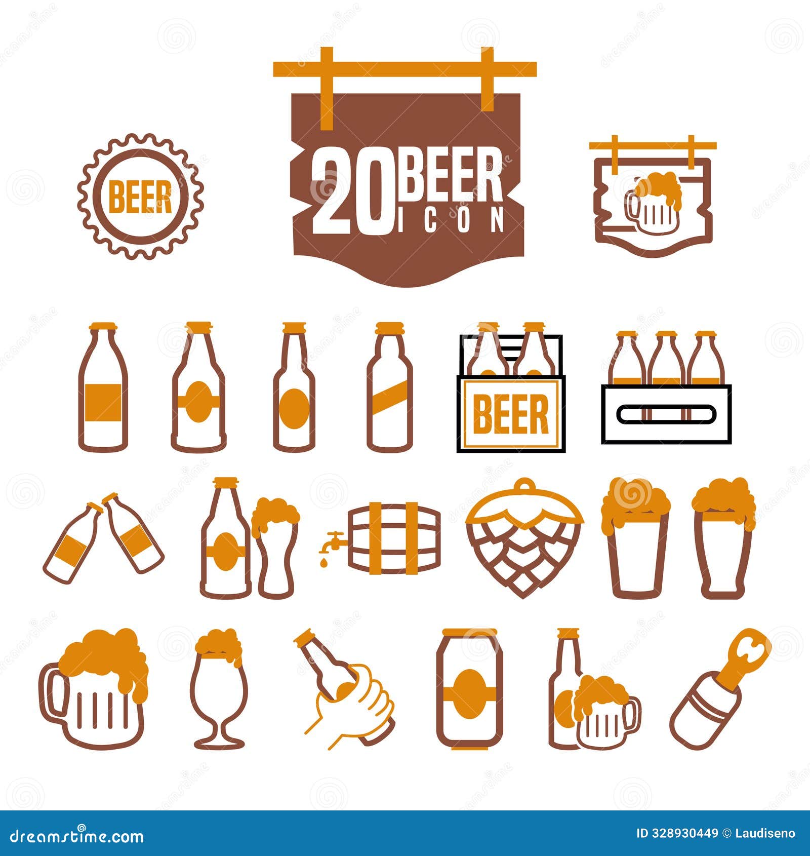Beer Icon Set Alcoholic Beverage Vector Stock Illustration ...