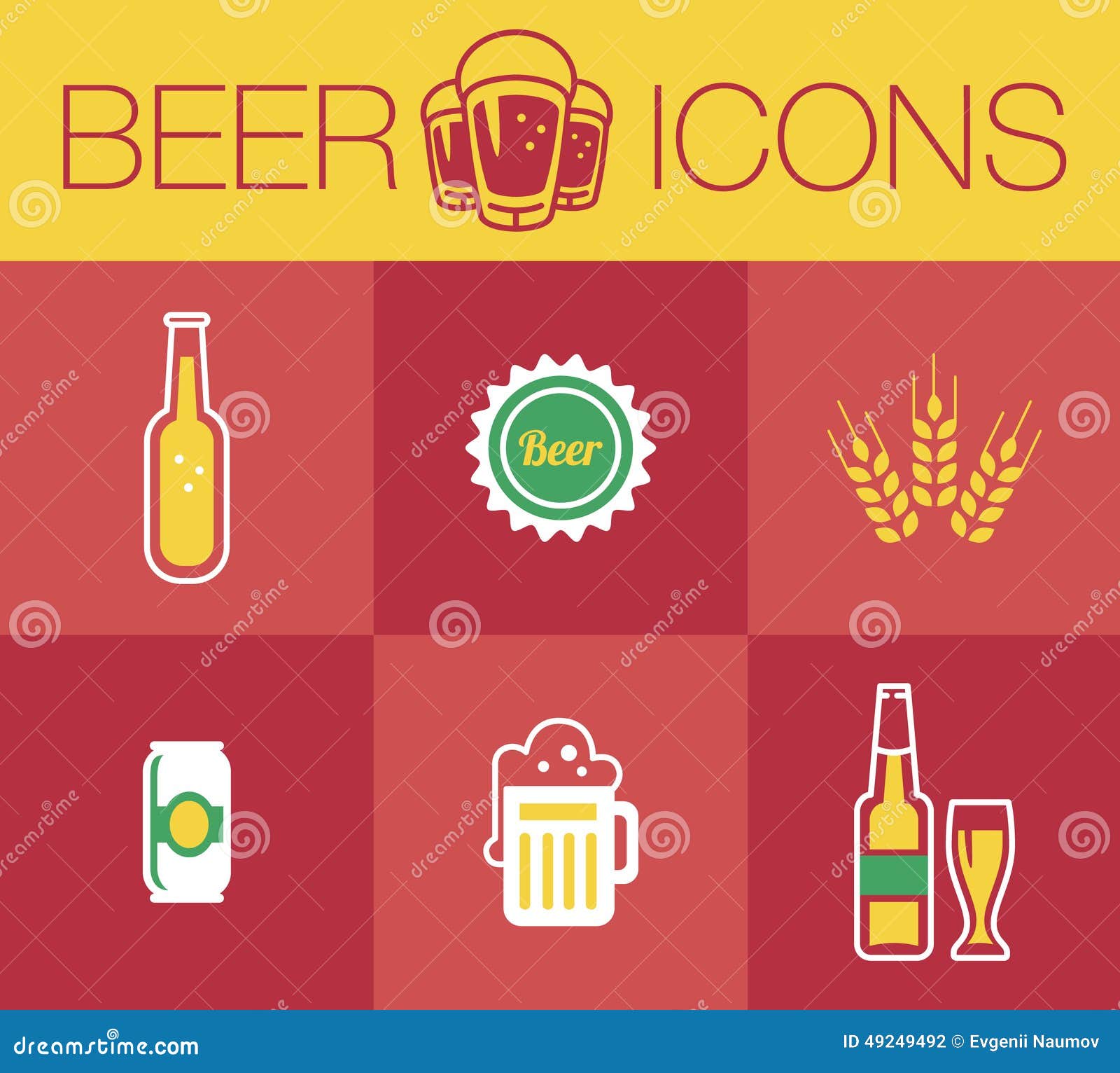 Beer, Icon set stock vector. Illustration of retro, circle - 49249492