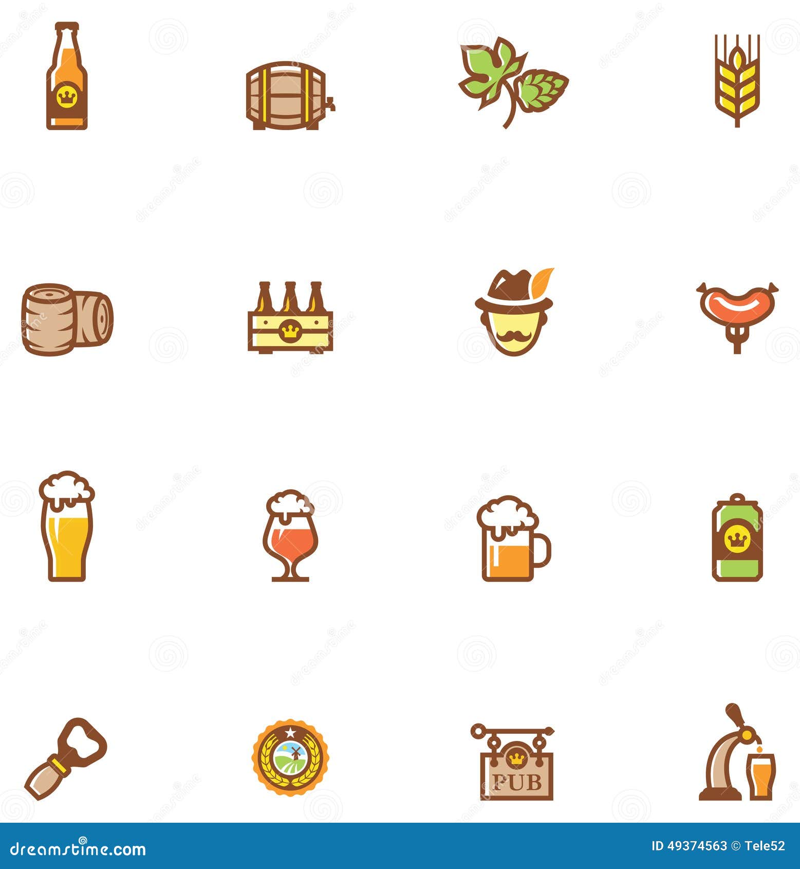 Beer icon set stock vector. Illustration of snack, opener - 49374563