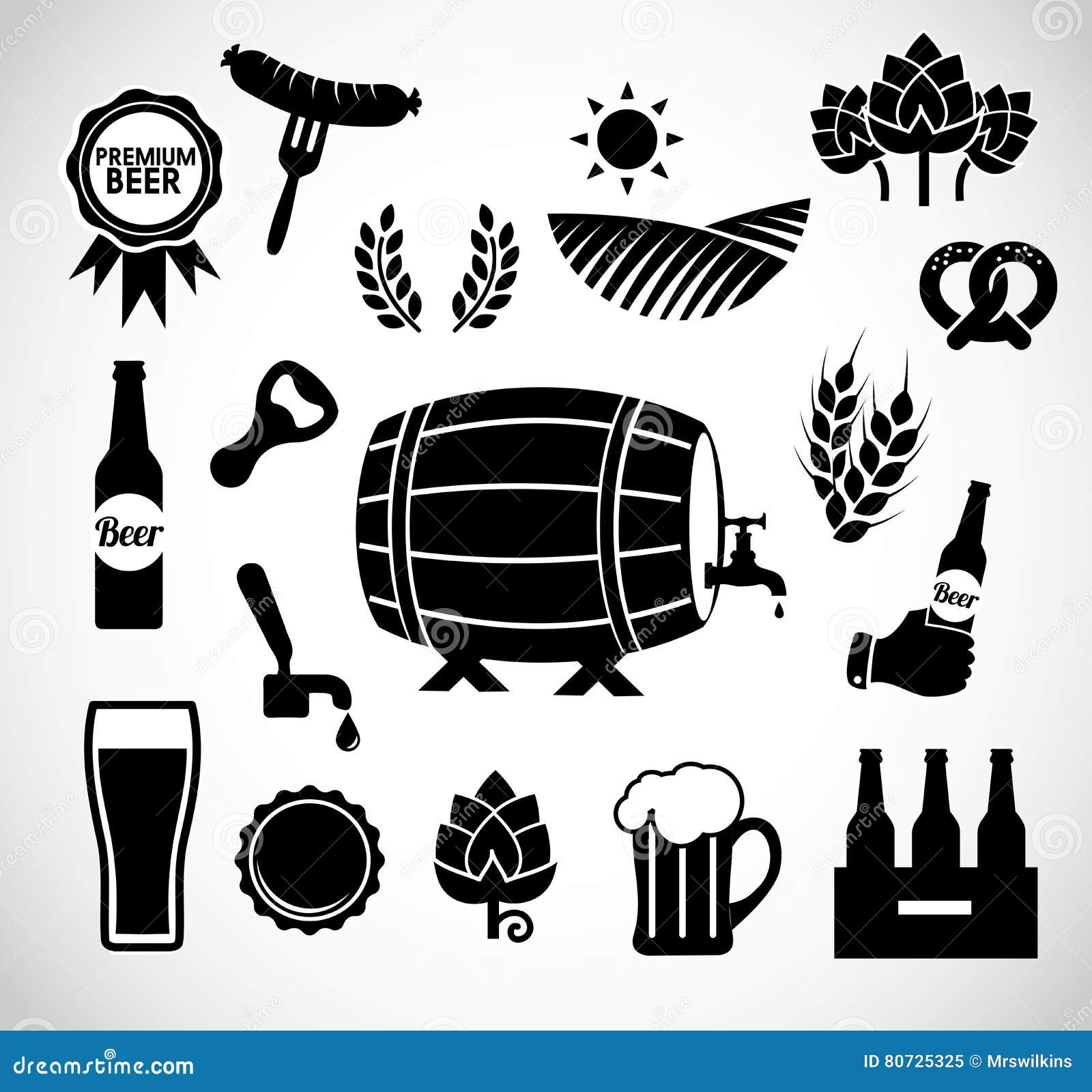 Beer icon set vector stock vector. Illustration of control - 80725325