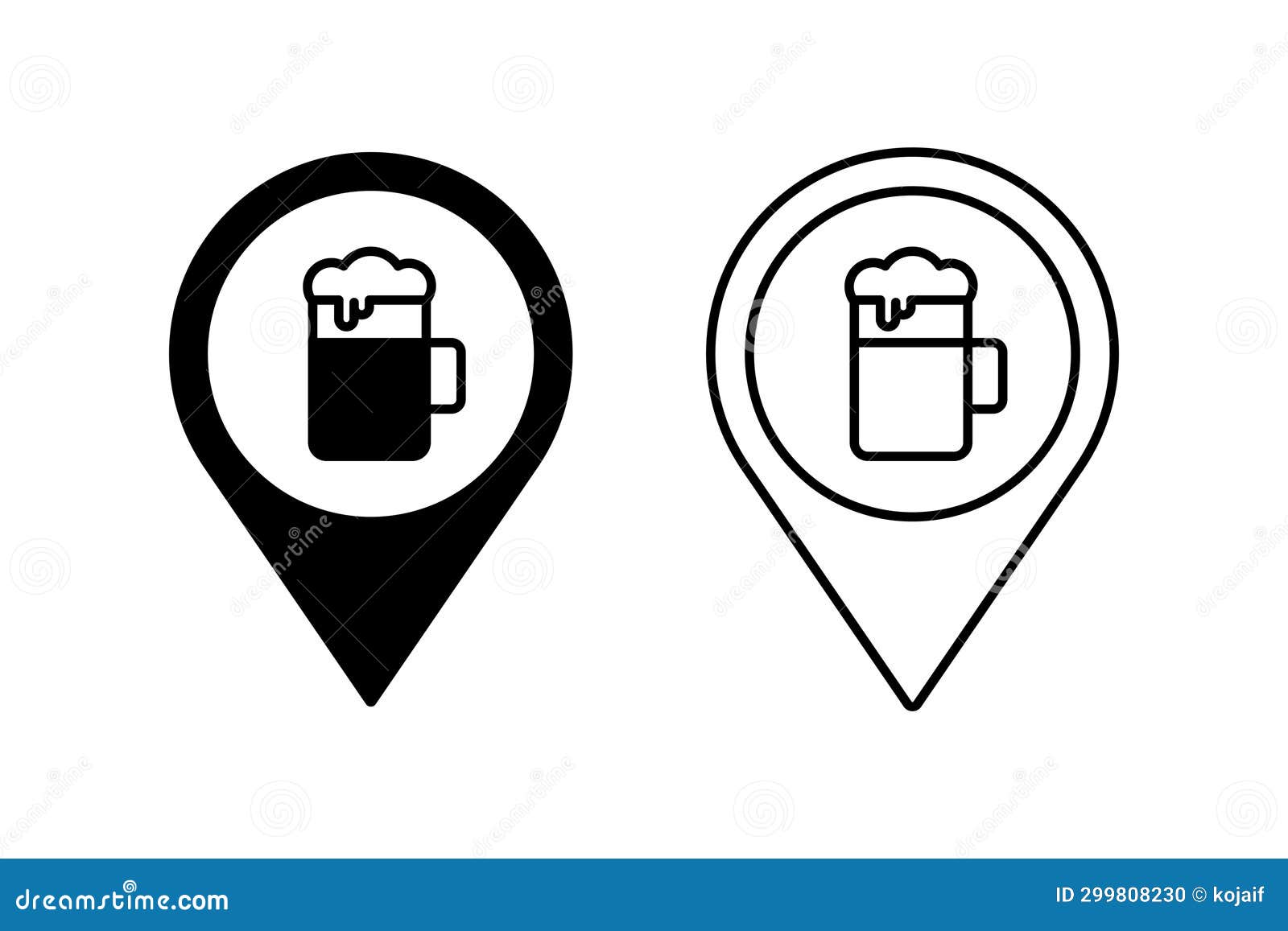 Beer Icon Vector Set. Pub Location Symbol Stock Illustration ...
