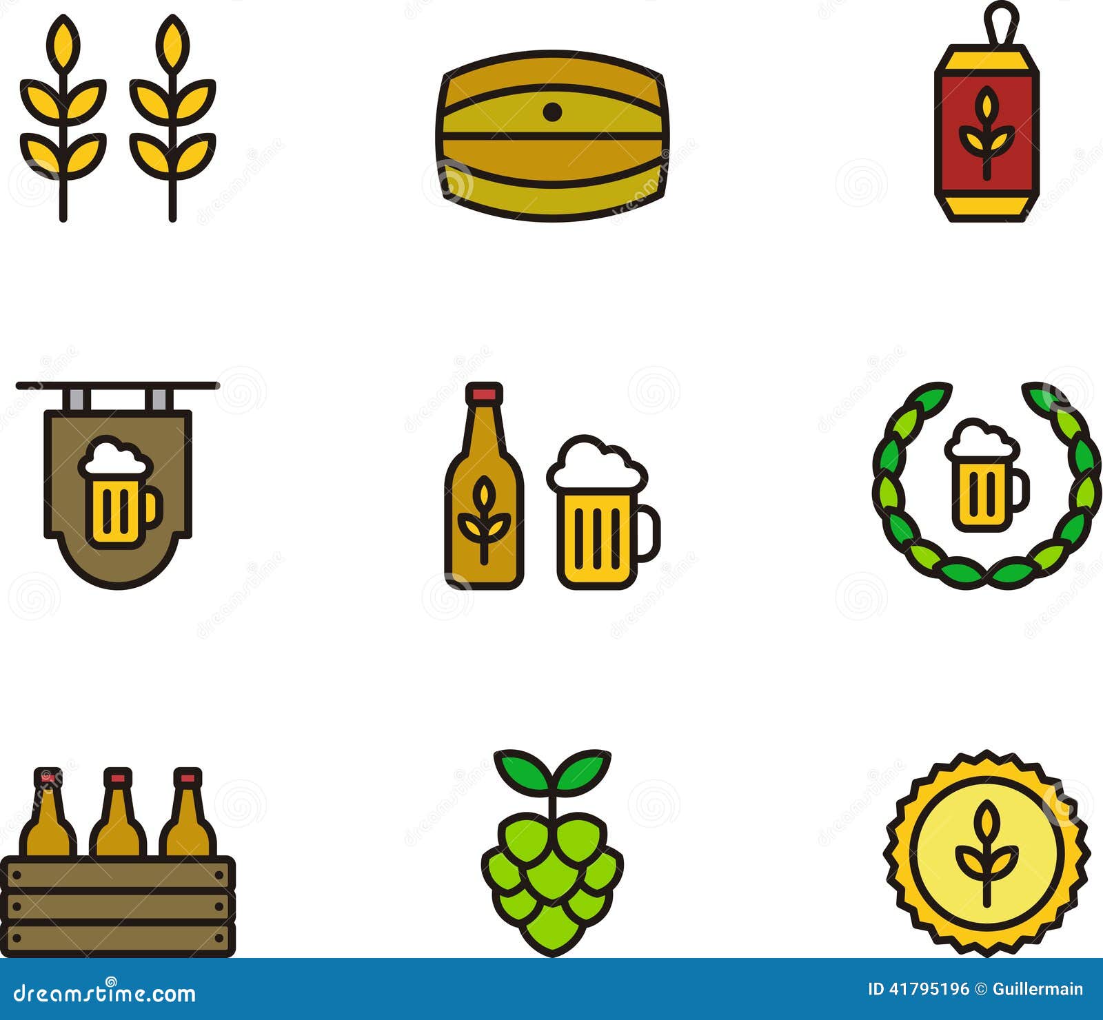 Beer icons stock vector. Illustration of quality, ingredient - 41795196