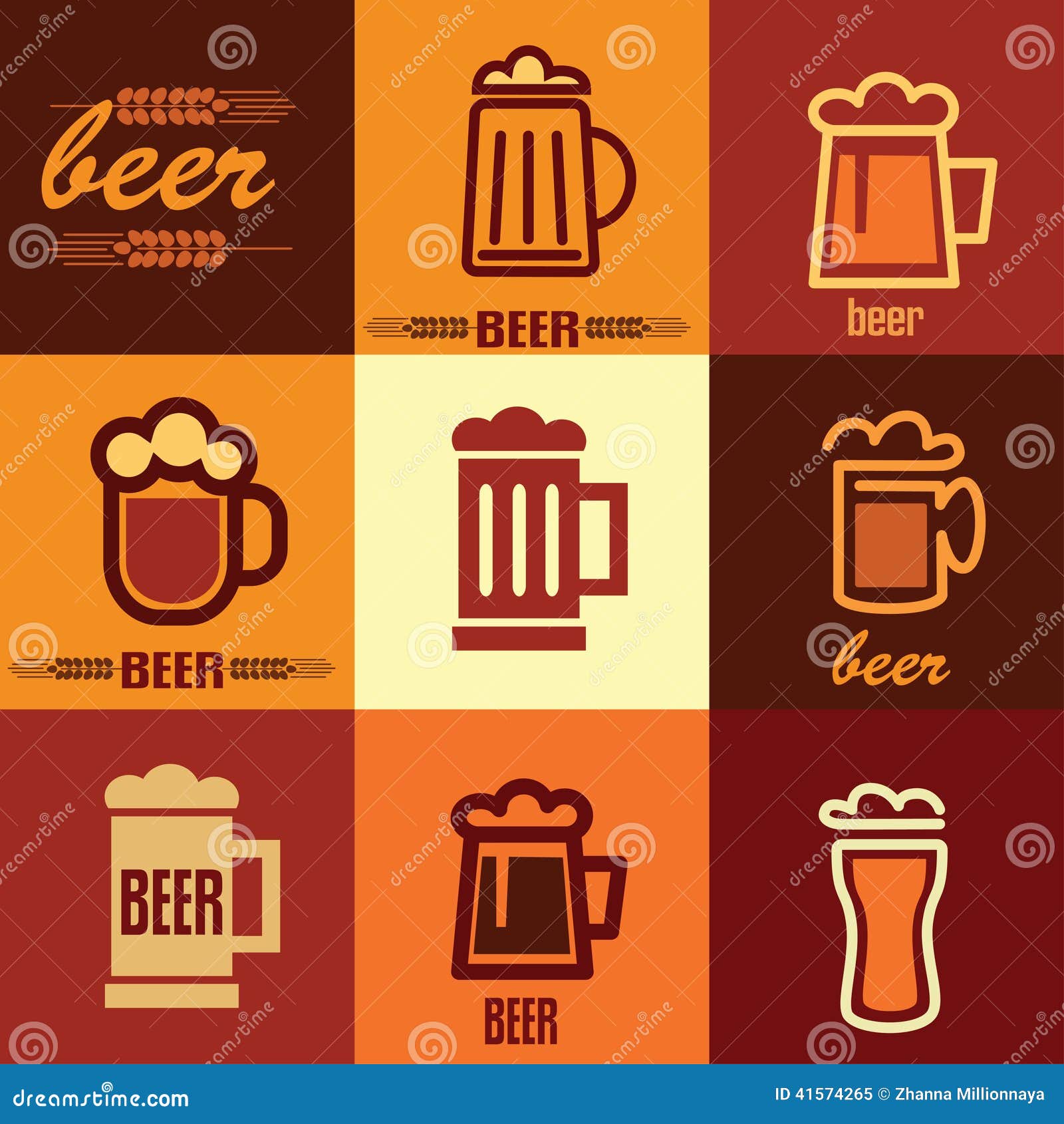 Beer icons set stock vector. Illustration of design, alcohol - 41574265