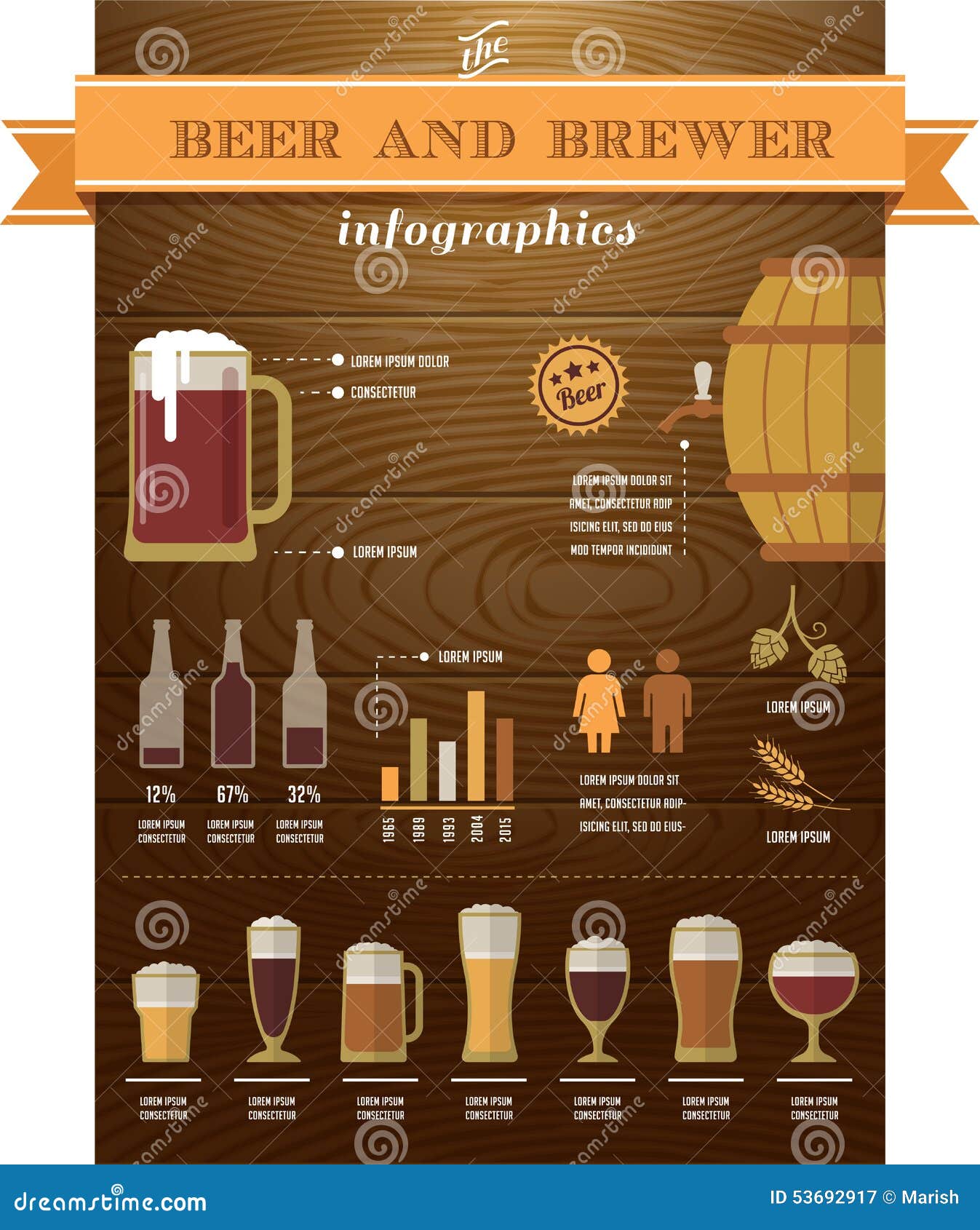 Beer Infographics and Elements Stock Vector - Illustration of food ...