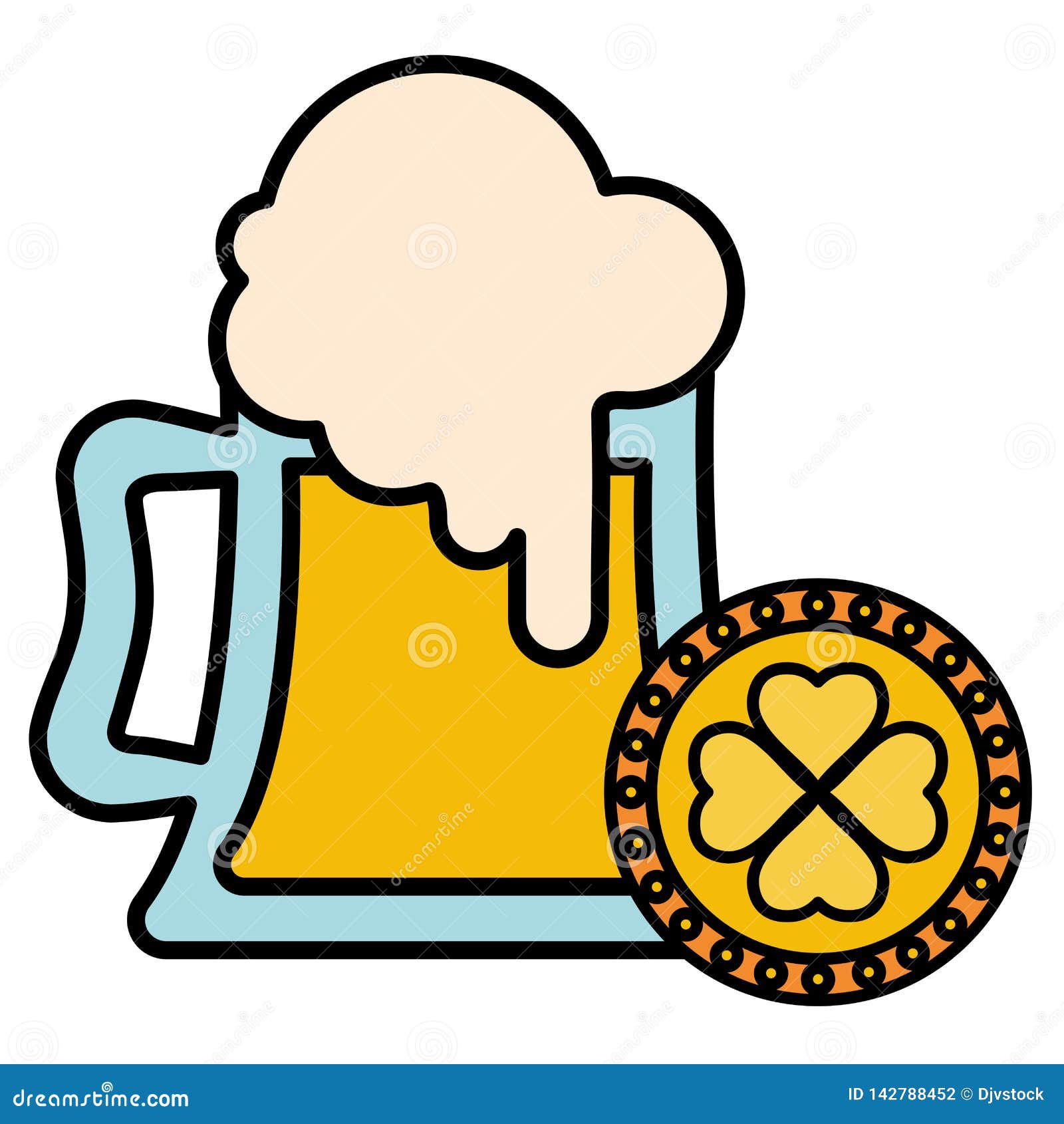 Beer jar with coin clover stock vector. Illustration of beer - 142788452