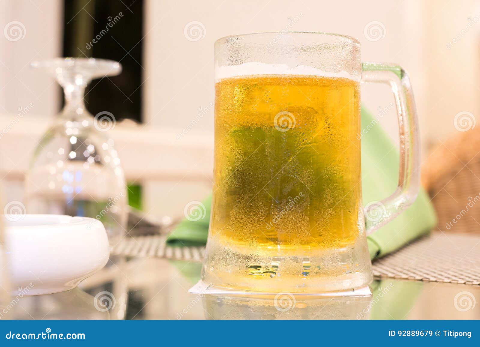 Beer jug on the table stock image. Image of lifestyle - 92889679