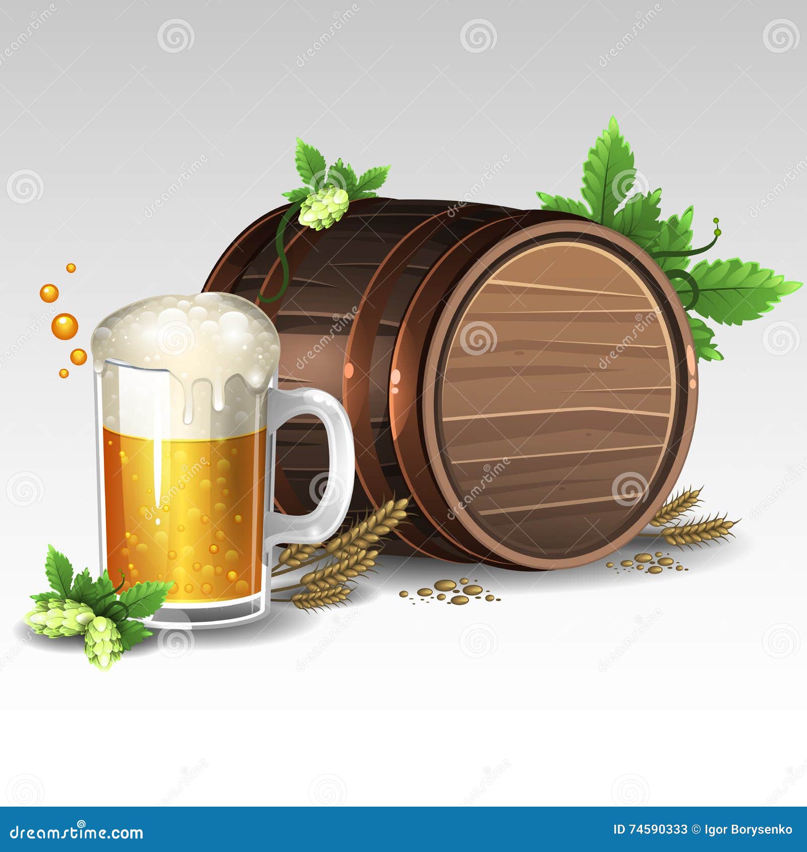 Beer keg stock vector. Illustration of alcohol, wheat - 74590333