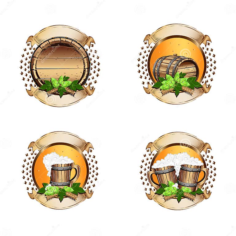 Set of Beer Labels with Vintage Ribbons in Realistic Style Stock Vector ...