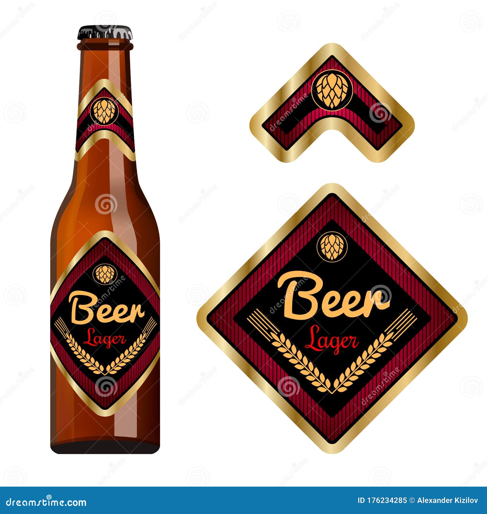 Beer Label Template with Neck Label. Stock Illustration - Illustration ...