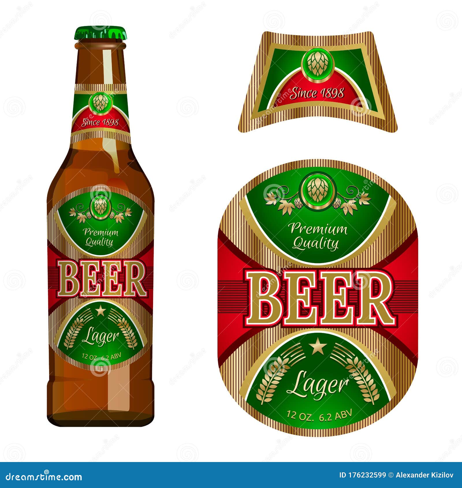 Beer Label Template with Neck Label. Stock Illustration - Illustration ...